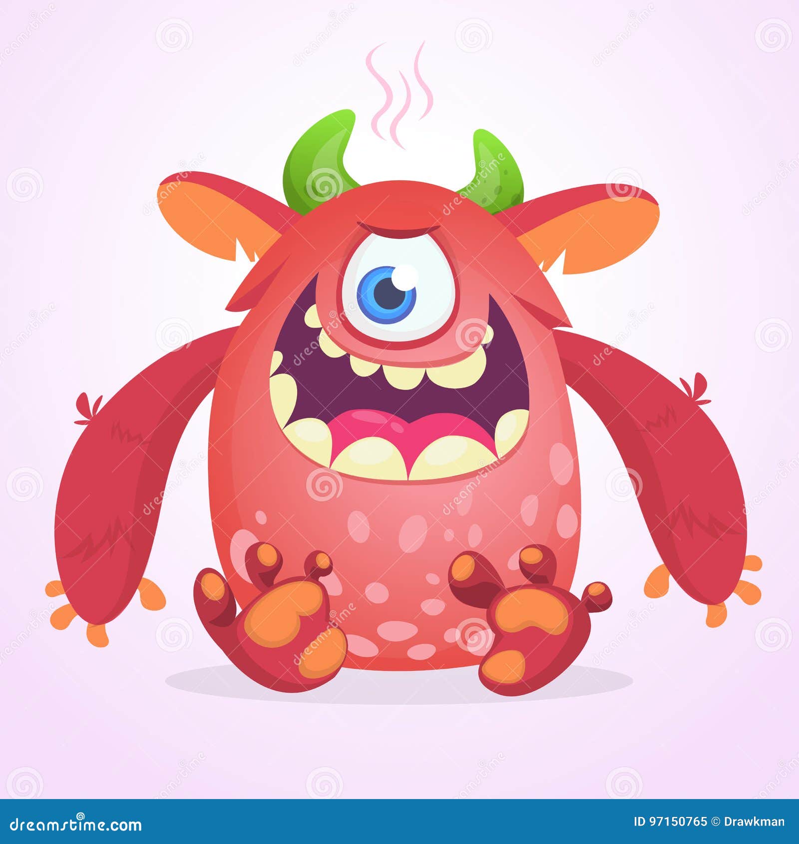 Happy Cartoon Fluffy Monster. Vector Character. Stock Vector ...