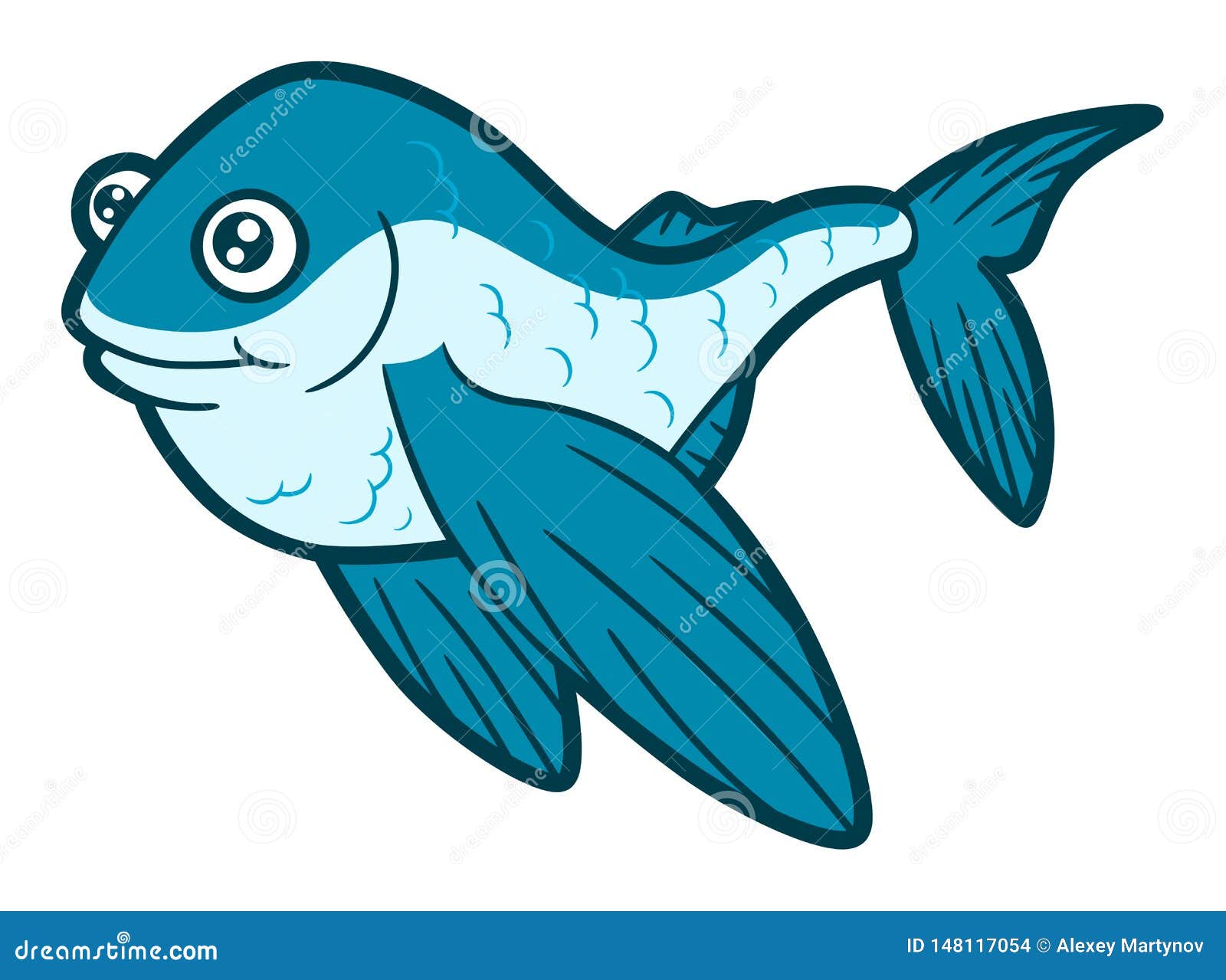 Happy cartoon flying fish stock vector. Illustration of beautiful ...