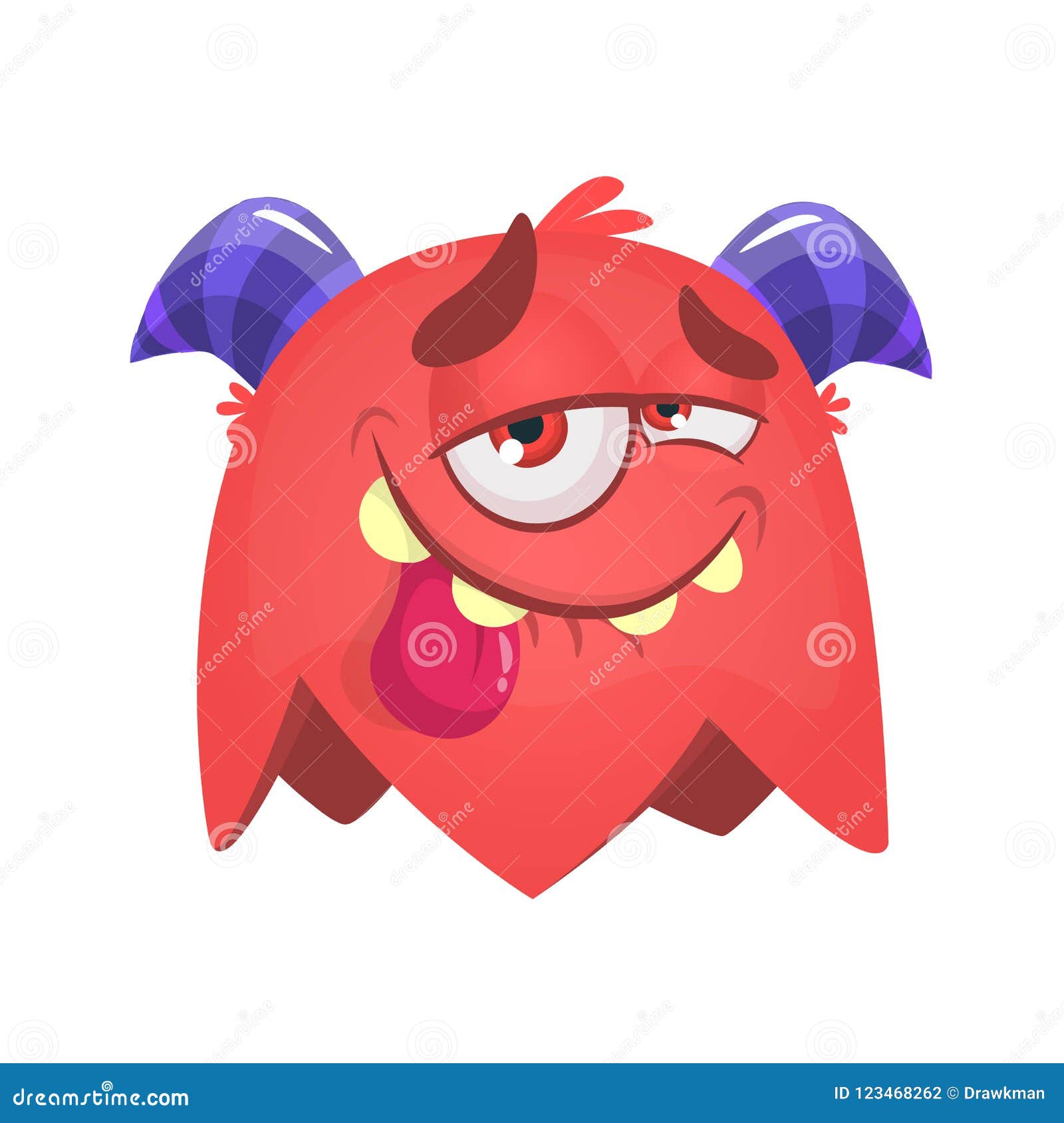Happy Cartoon Flying Monster. Vector Halloween Monster Character Stock ...