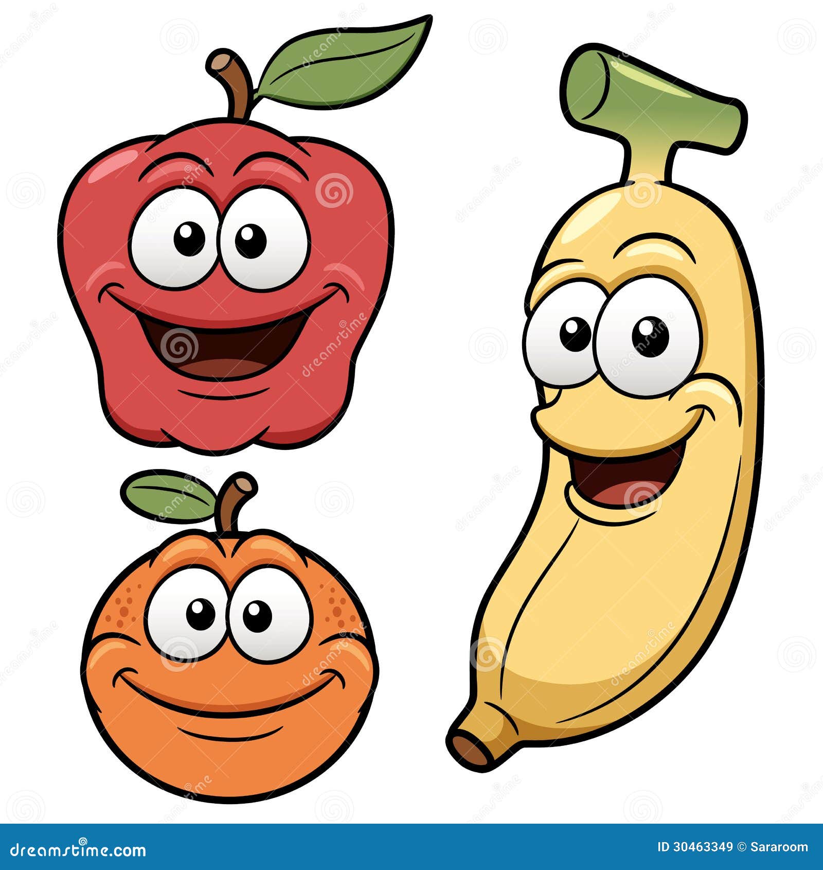 Happy cartoon fruits stock vector. Illustration of vitamin - 30463349
