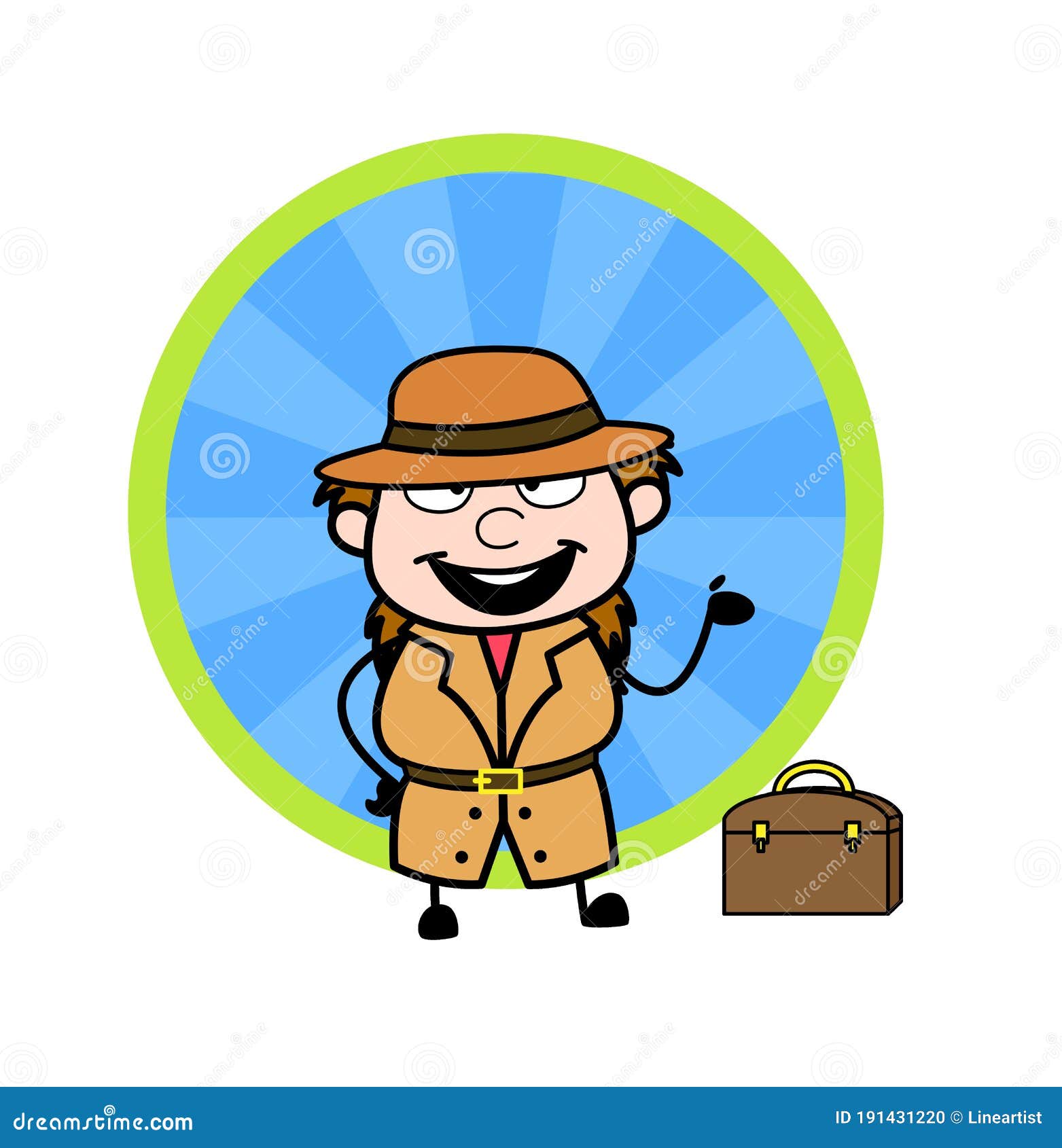 Happy Cartoon Investigator Presenting Stock Illustration - Illustration ...