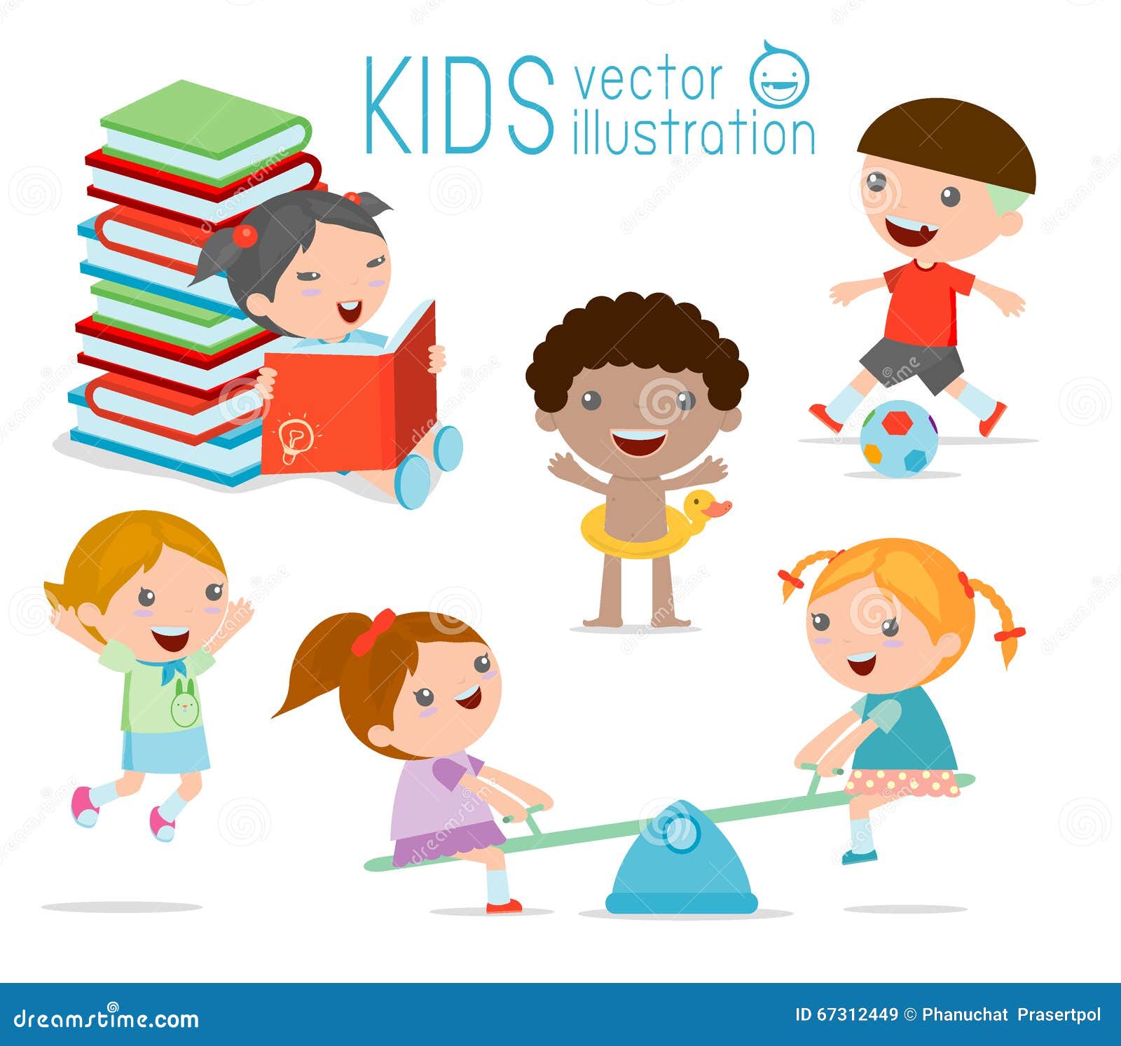 Happy Cartoon Kids Playing, Stock Vector - Illustration of creativity ...