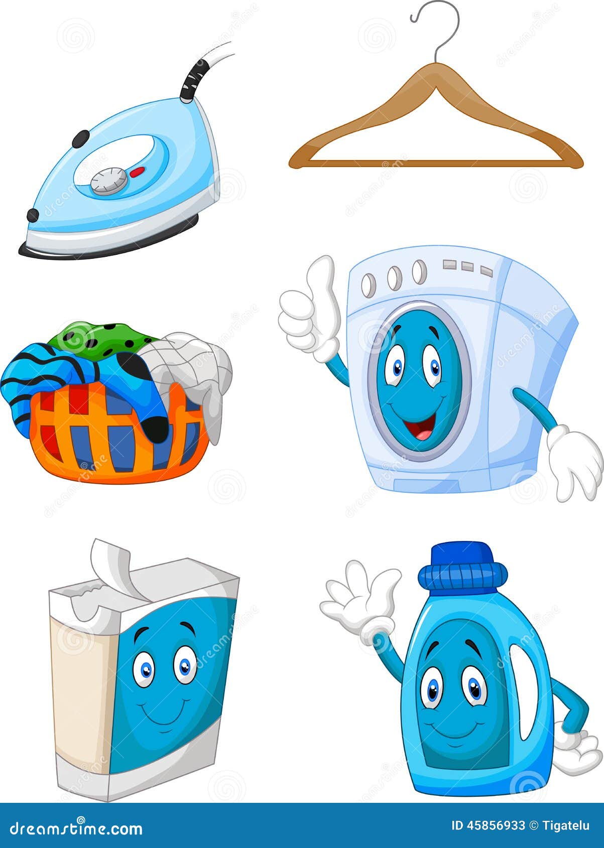 Happy cartoon laundry stock vector. Illustration of object - 45856933