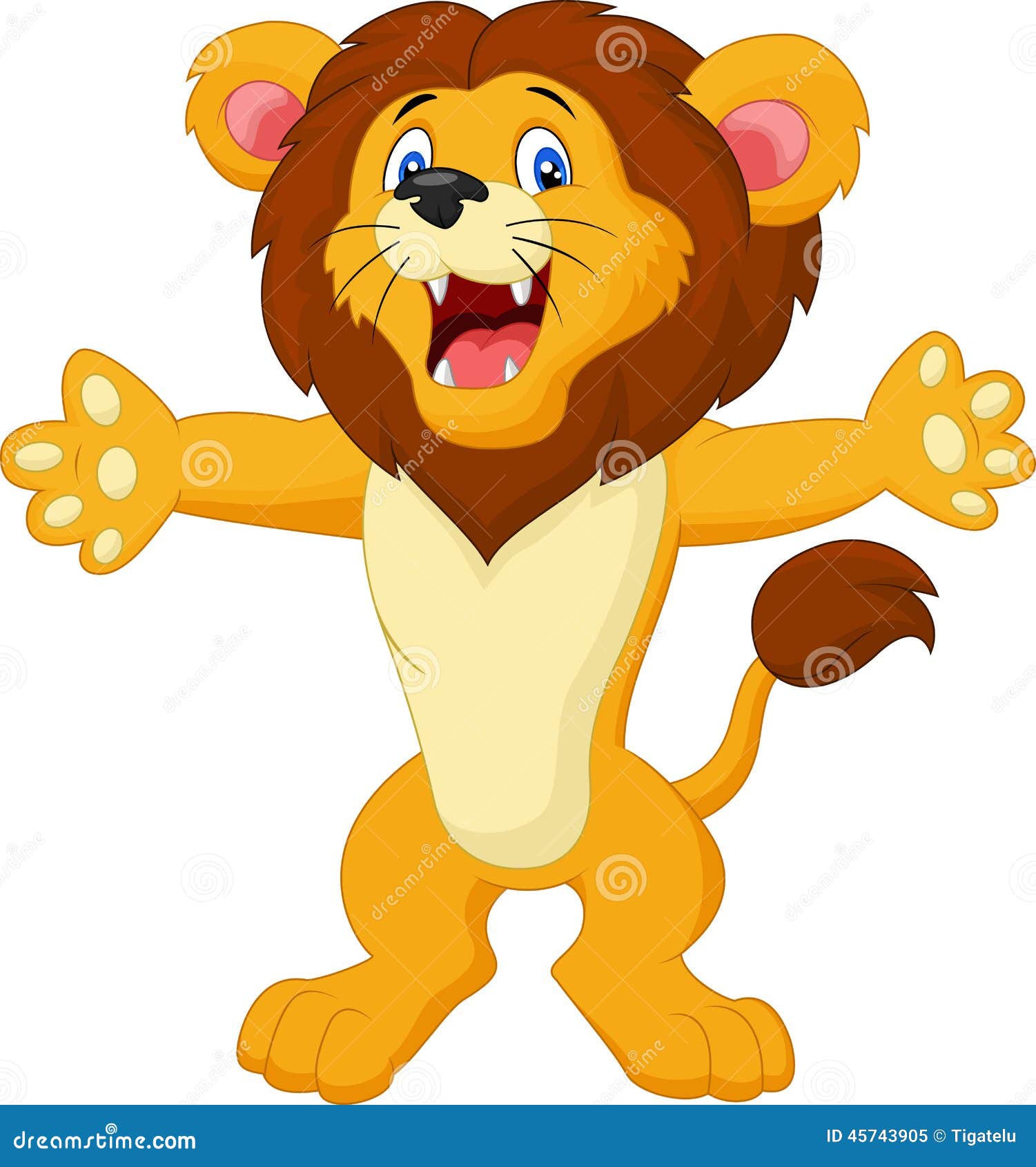 Happy Cartoon Lion Posing Stock Vector - Image: 45743905