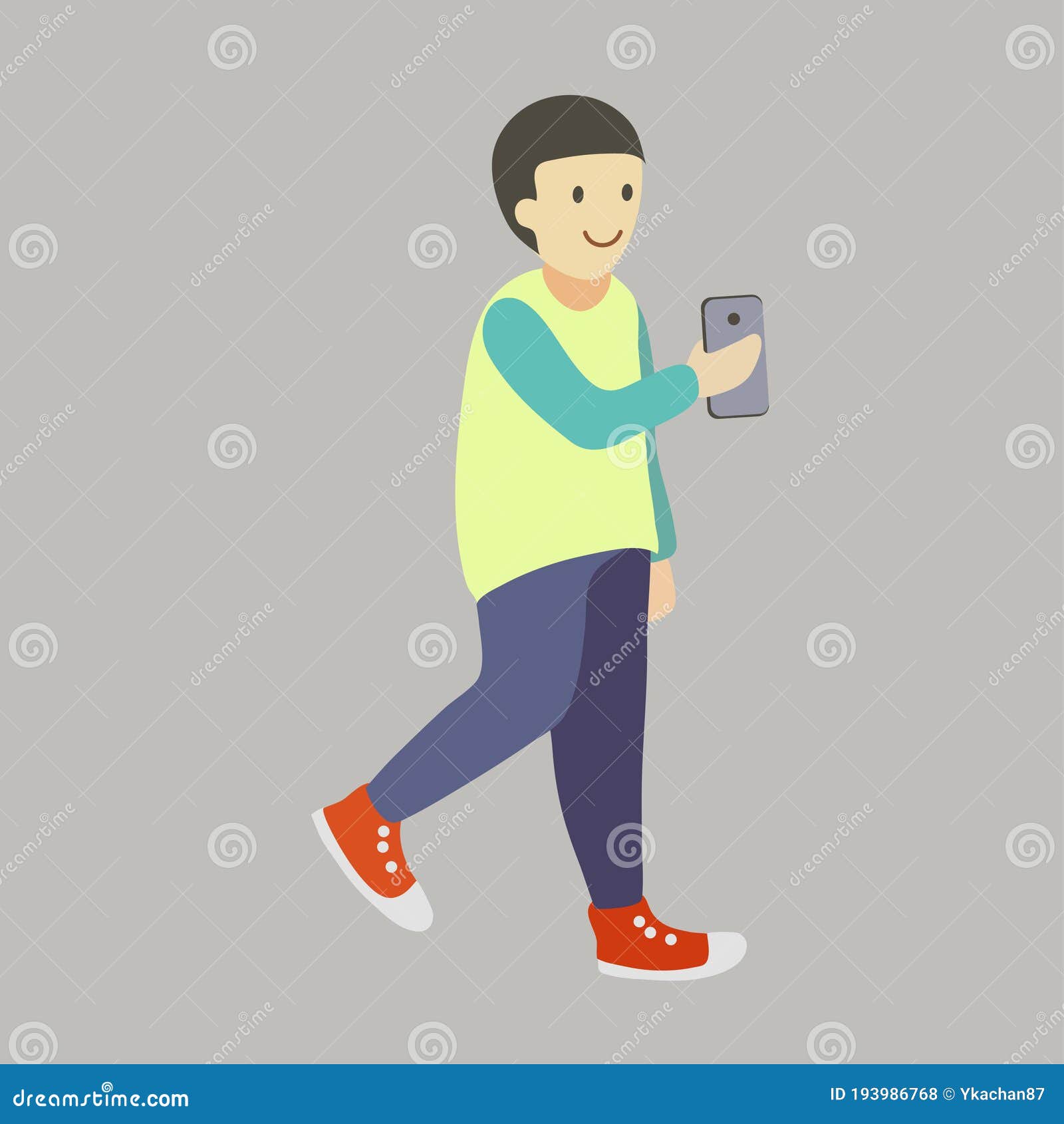 Happy Cartoon Man with Mobile Phone. Stock Vector - Illustration of ...