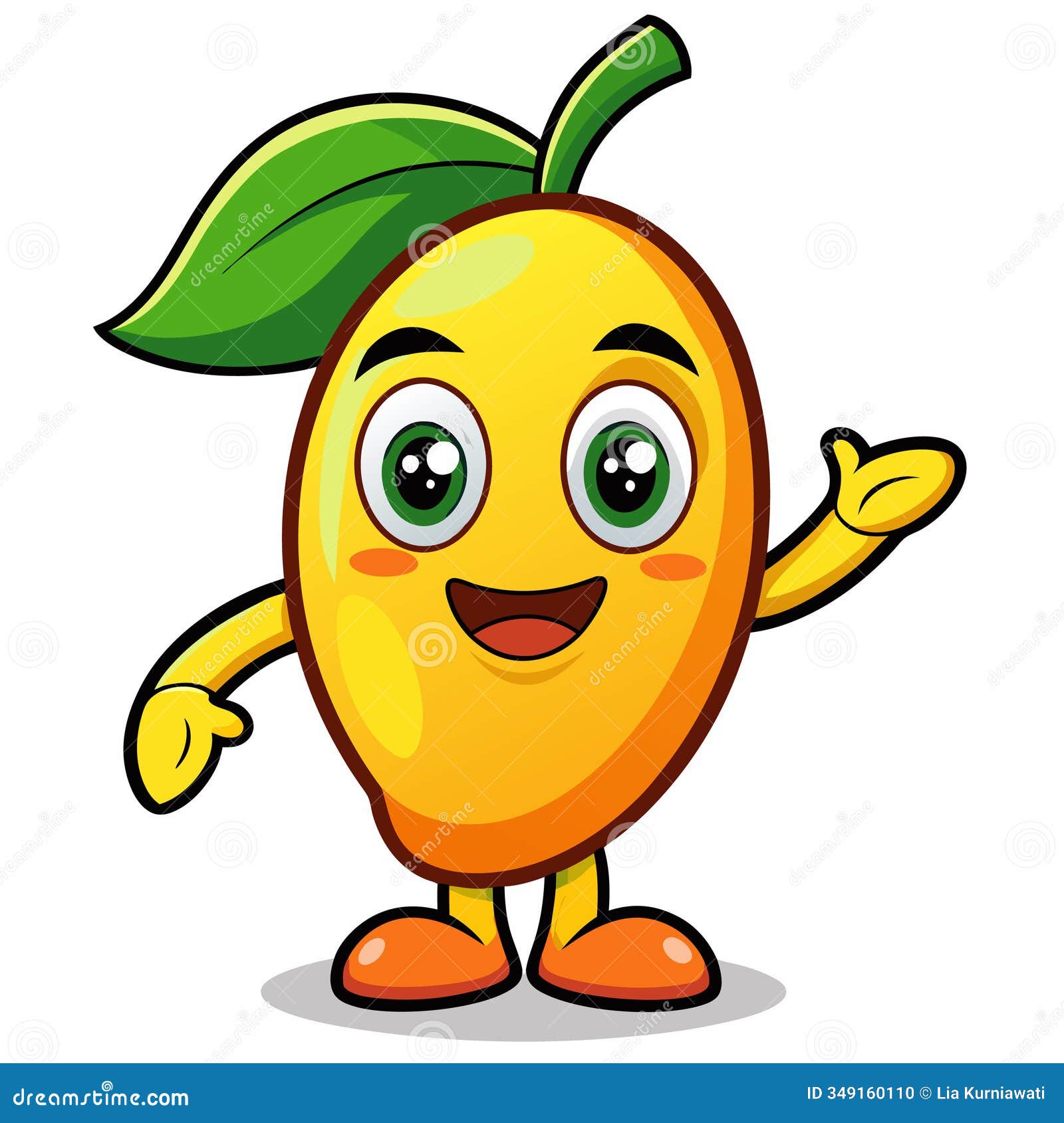 Happy Cartoon Mango Character Waving Stock Vector - Illustration of ...