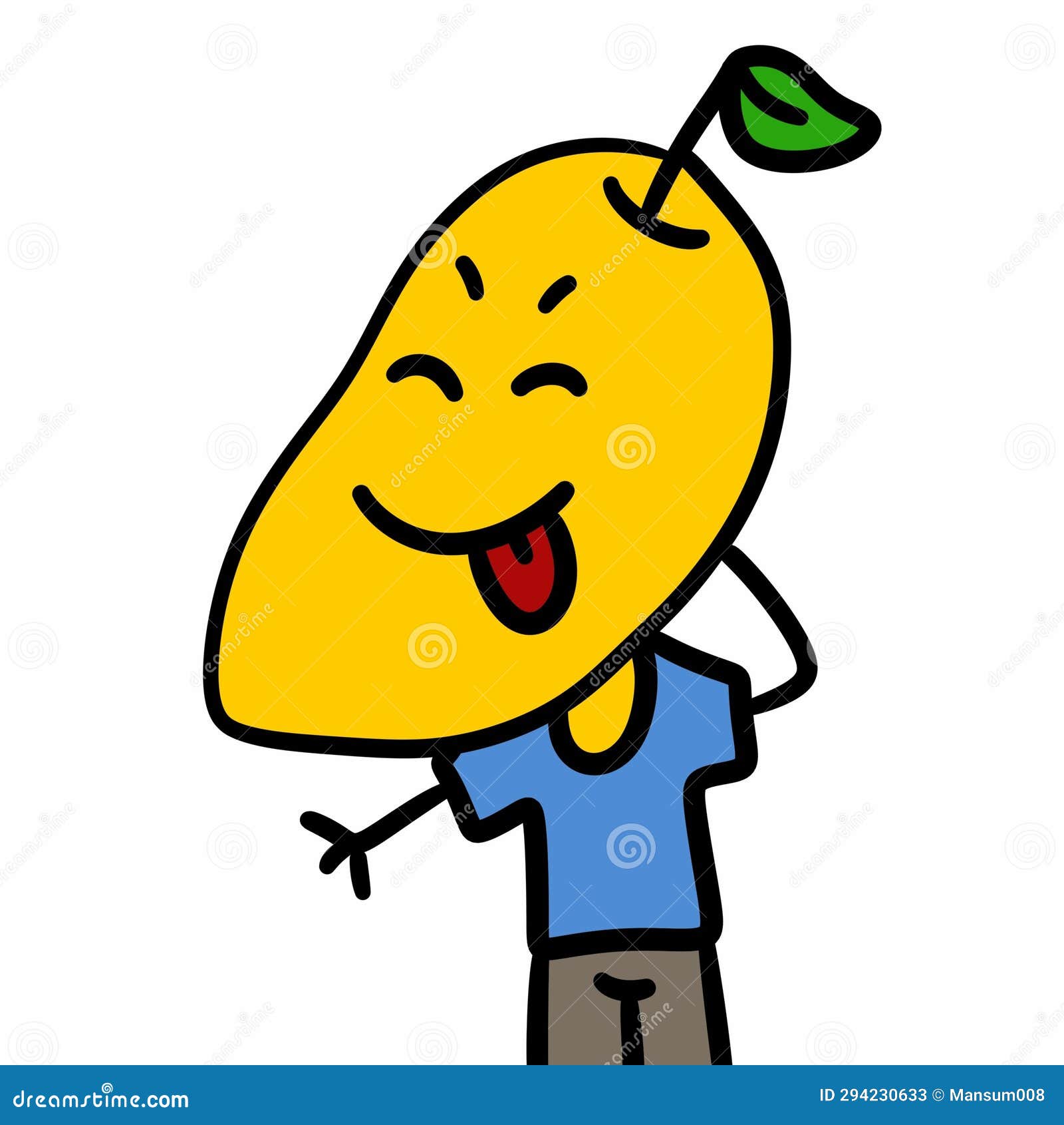 Happy Cartoon Mango Character on White Background Stock Illustration ...