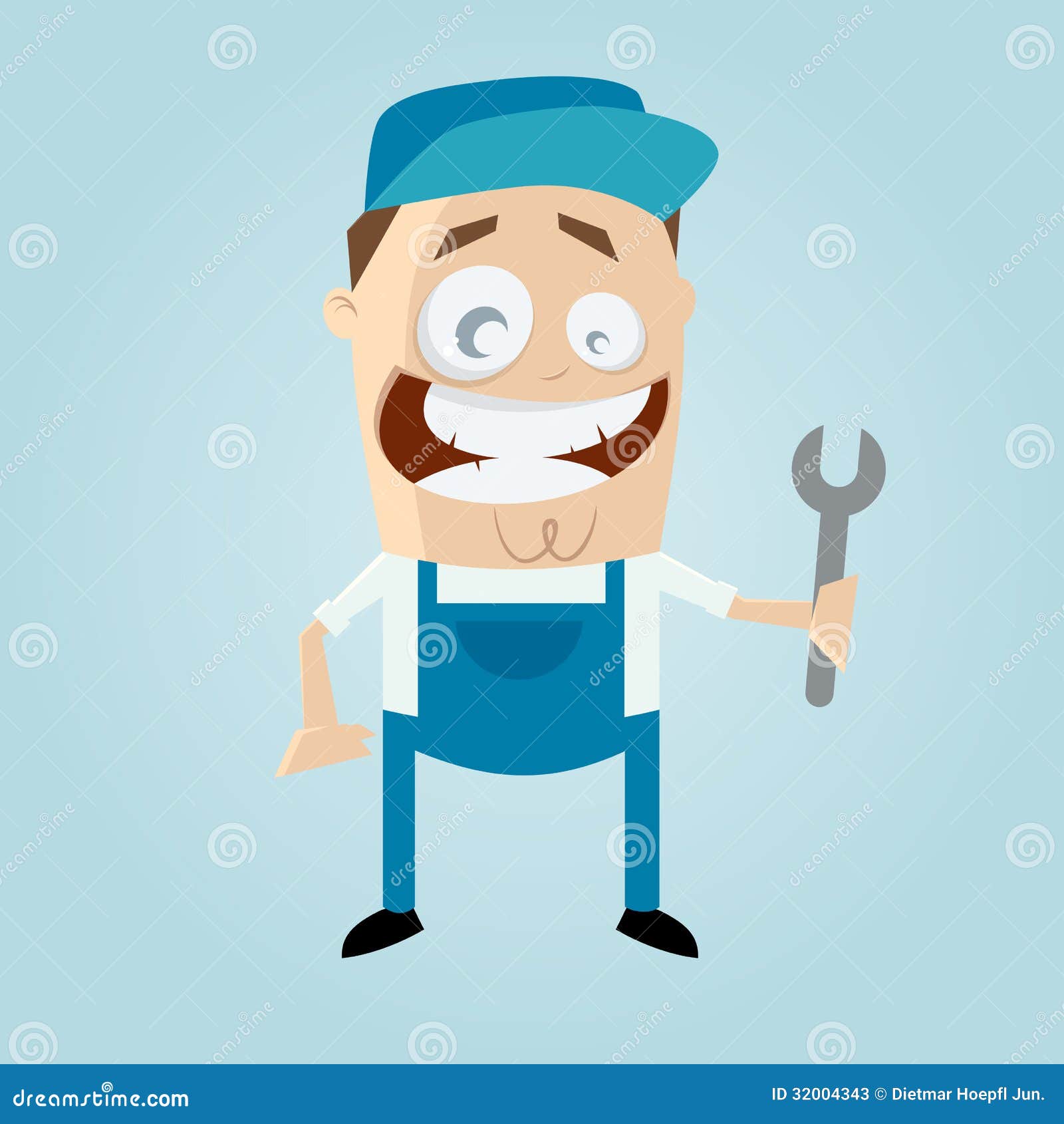 Happy cartoon mechanic stock vector. Illustration of tool - 32004343