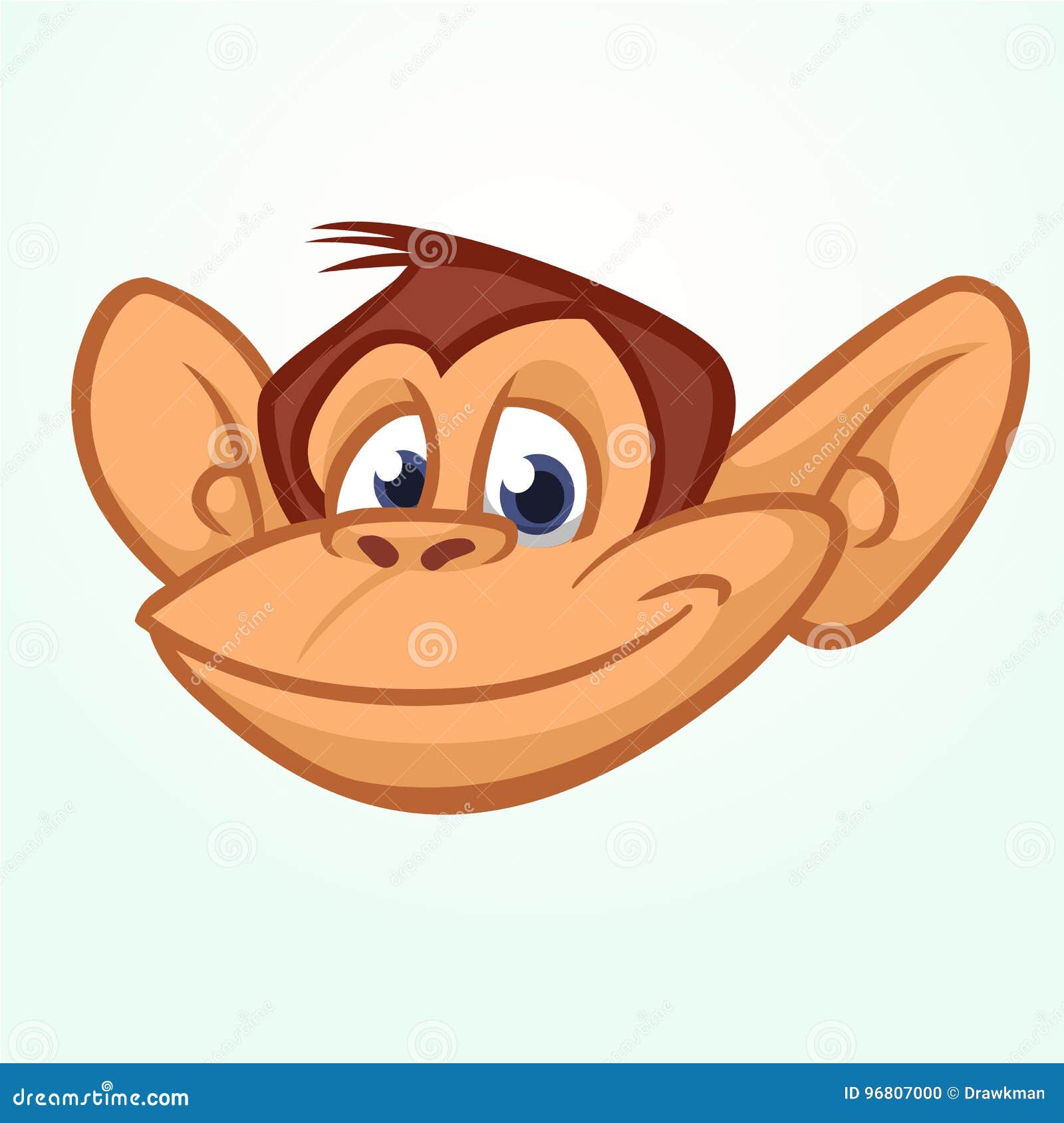 Happy Cartoon Monkey Head. Vector Icon of Chimpanzee Stock Vector ...