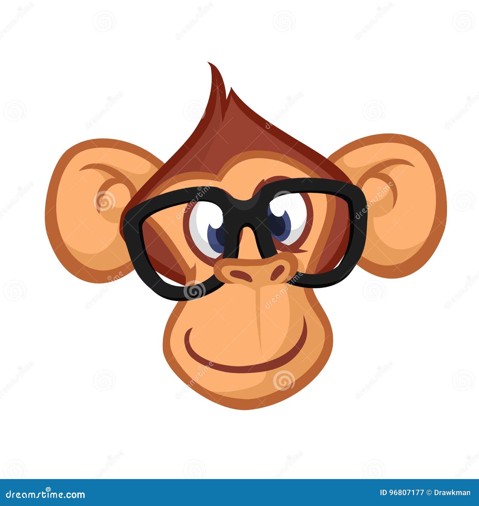 Happy Cartoon Monkey Head. Vector Icon of Chimpanzee Stock Vector ...
