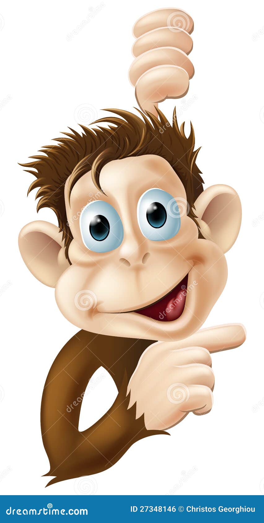 Happy Cartoon Monkey Pointing Stock Vector - Illustration of character ...