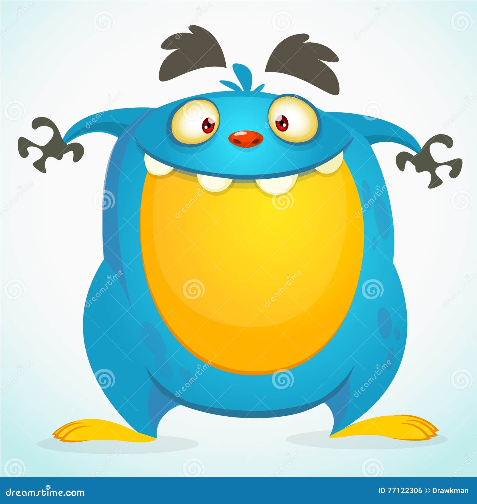 Happy Cartoon Monster. Halloween Vector Blue Monster. Stock Vector ...