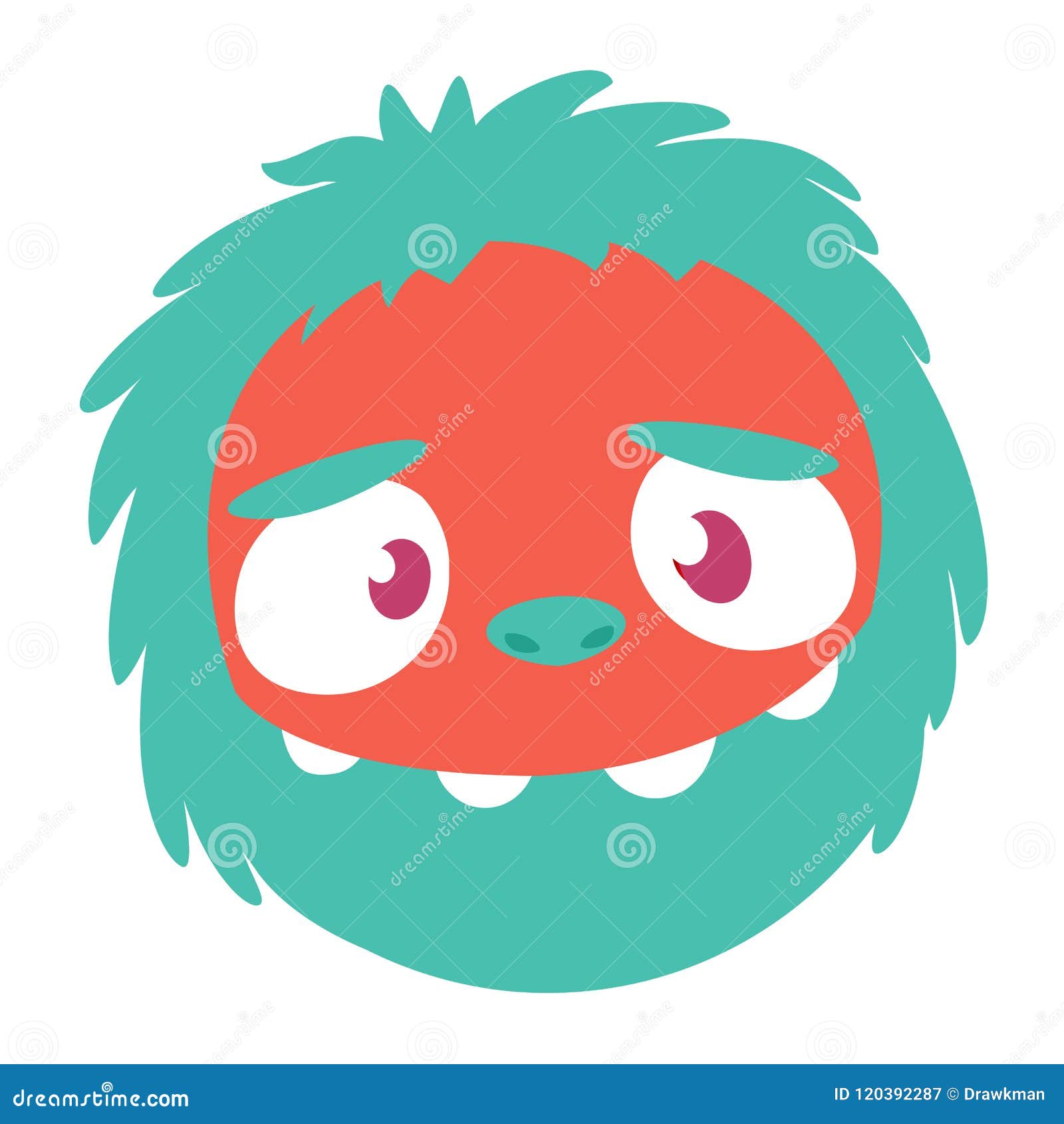 Happy Cartoon Monster Head Smiling. Vector Illustration. Stock Vector ...