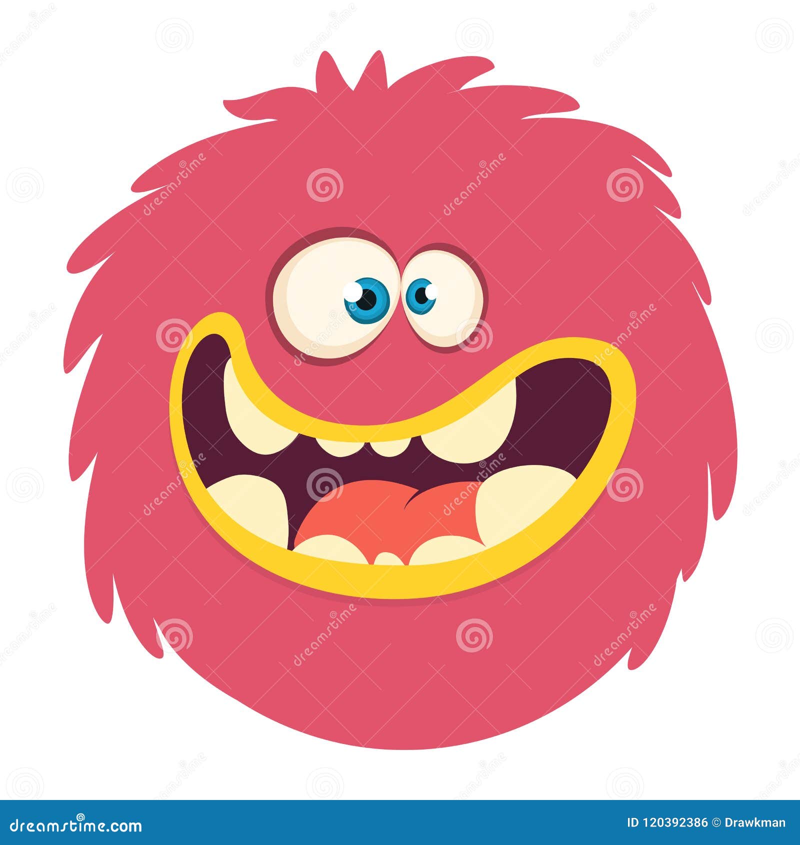 Happy Cartoon Monster Head Smiling. Vector Illustration. Stock Vector ...
