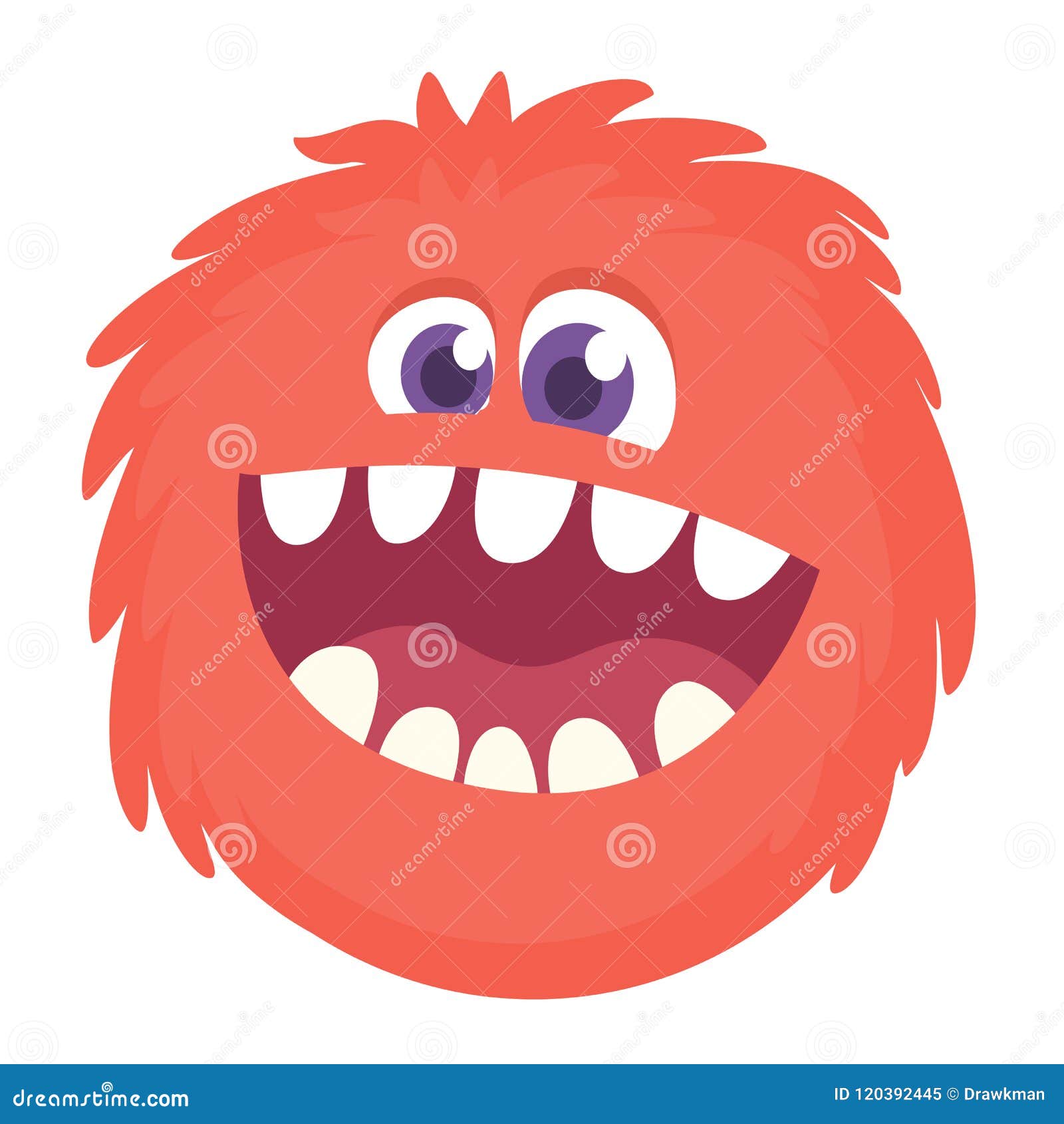 Happy Cartoon Monster Head Smiling. Vector Illustration. Stock Vector ...