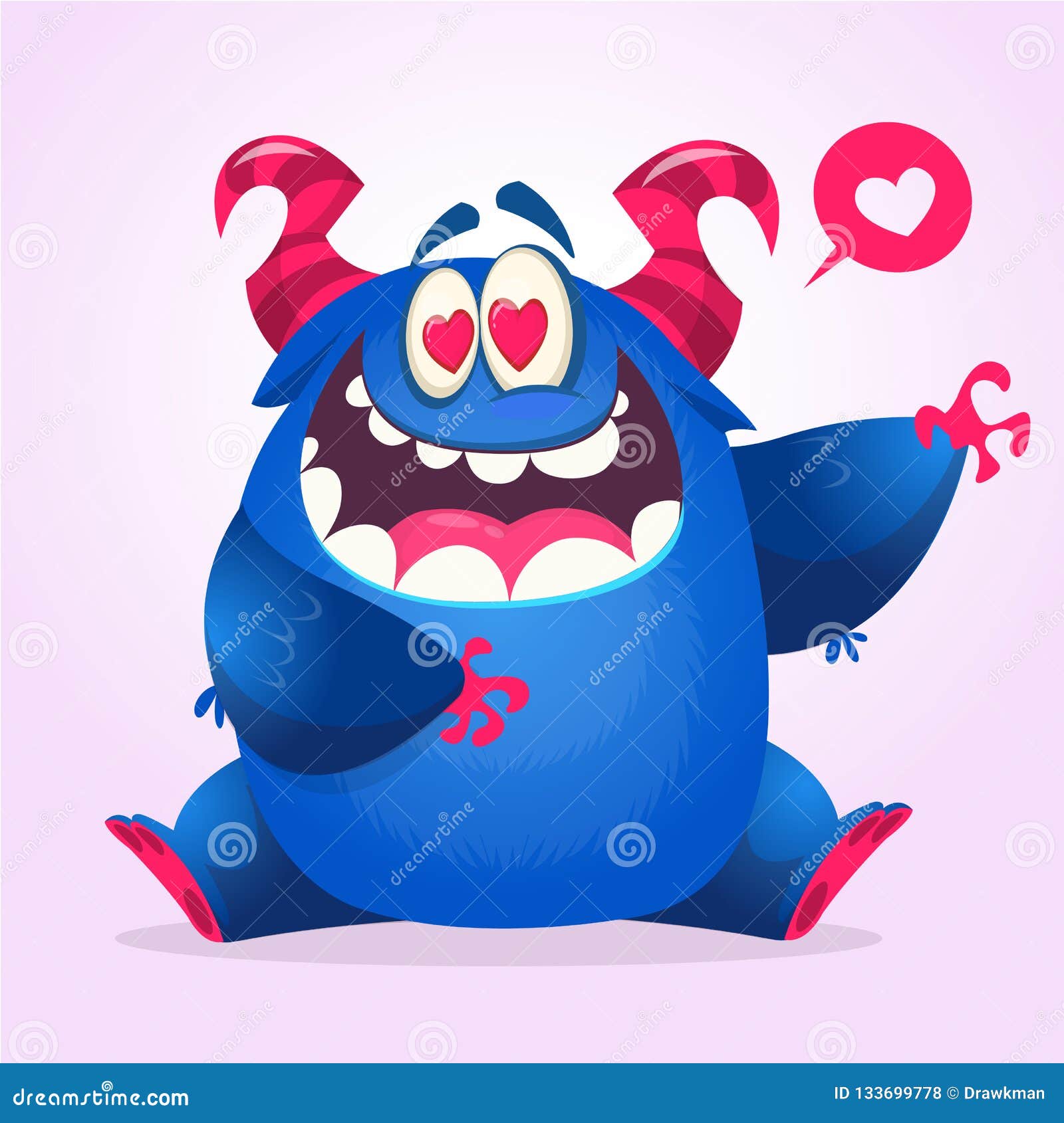 Happy Cartoon Monster in Love Stock Vector - Illustration of cute, card ...