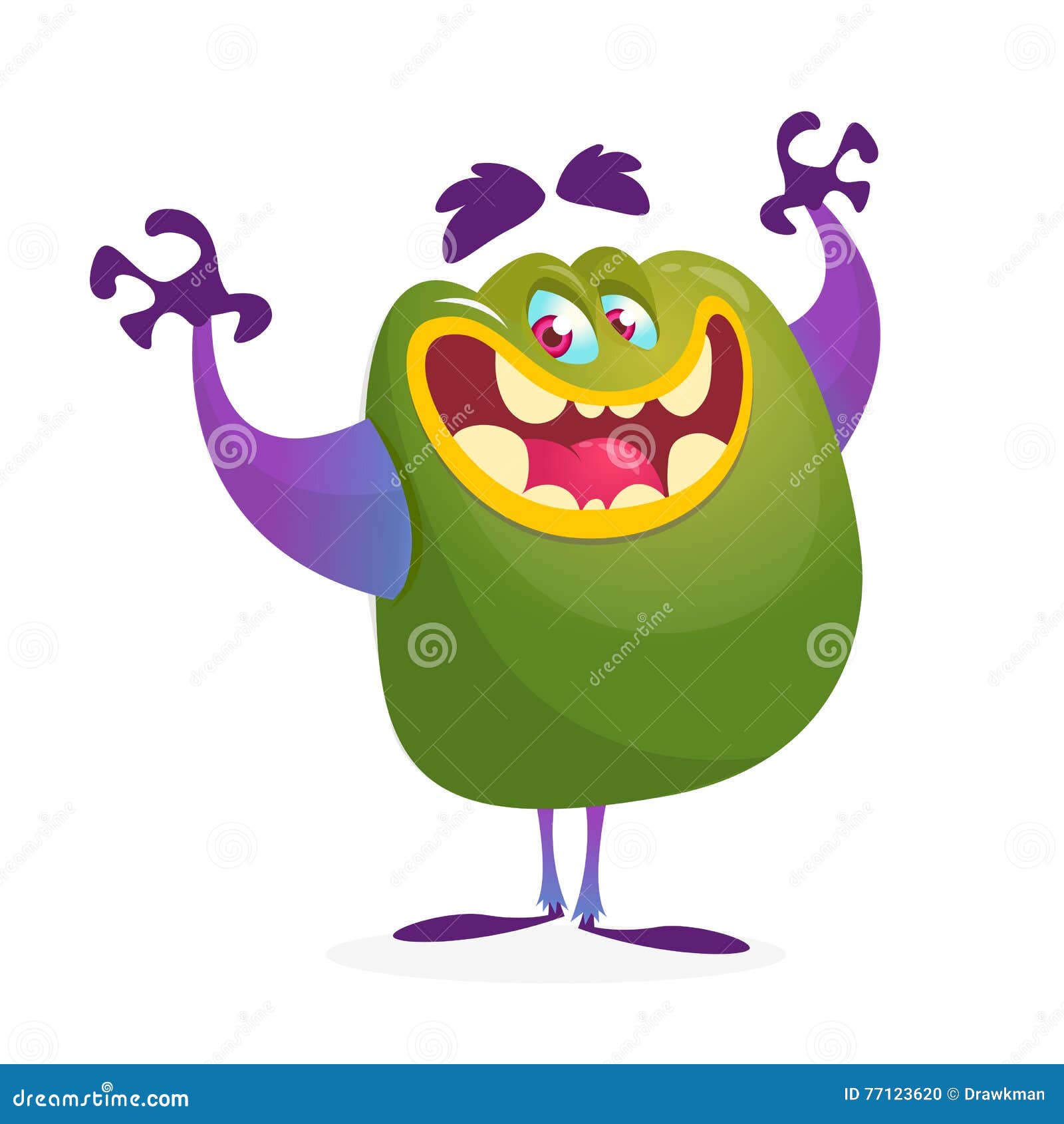 Happy Cartoon Monster Presenting. Vector Character. Stock Vector ...