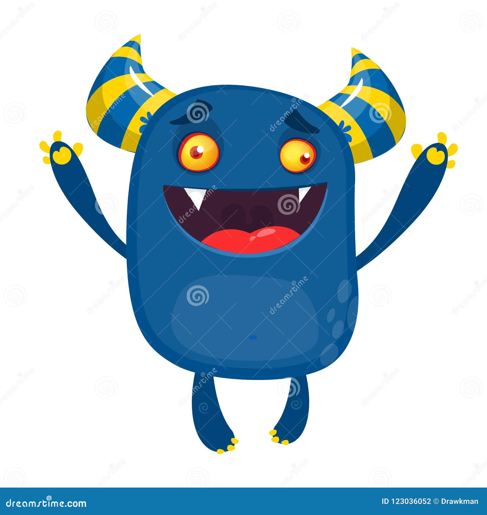 Happy Cartoon Monster. Vector Character. Stock Vector - Illustration of ...