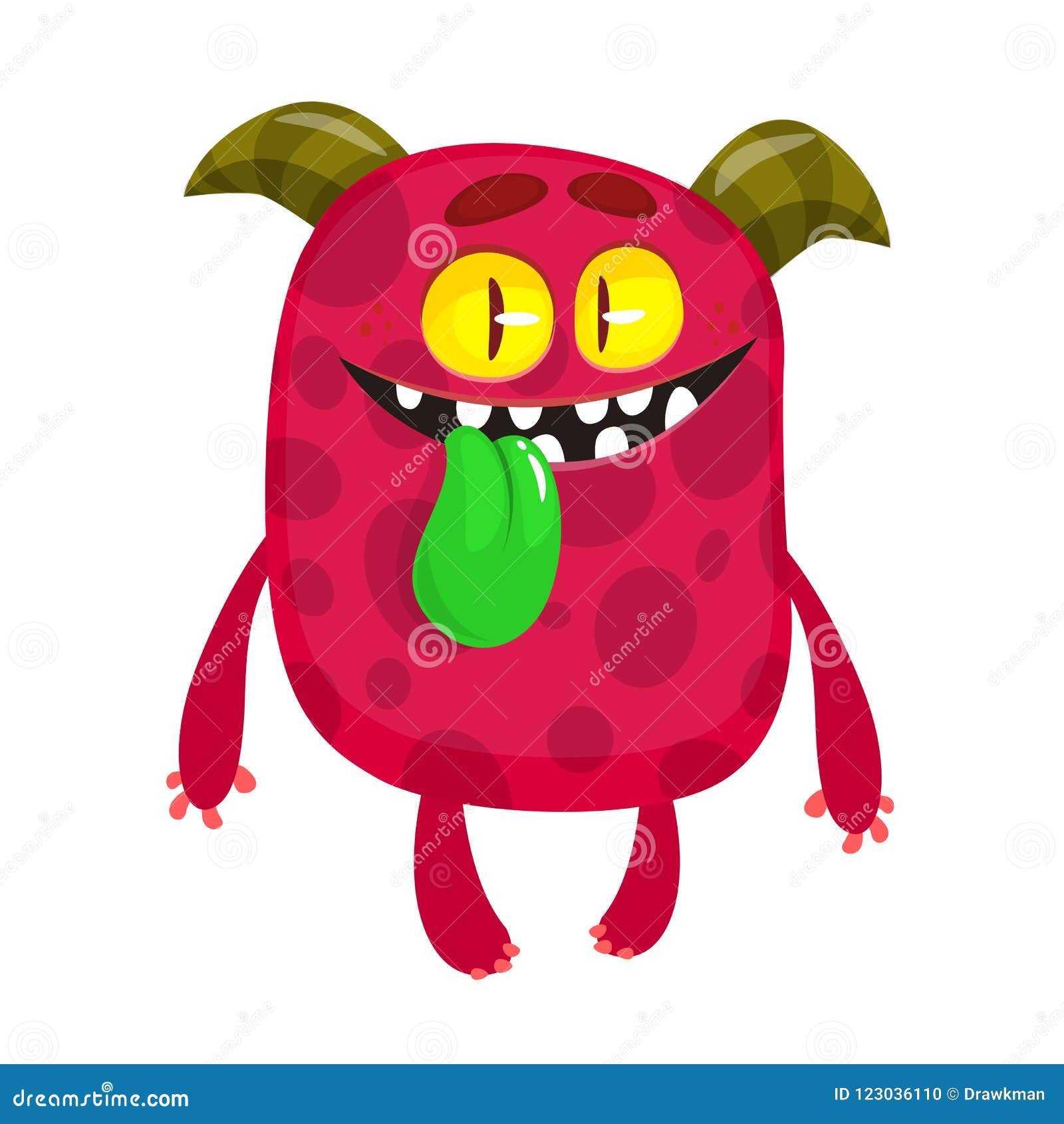 Happy Cartoon Monster. Vector Character. Stock Vector - Illustration of ...