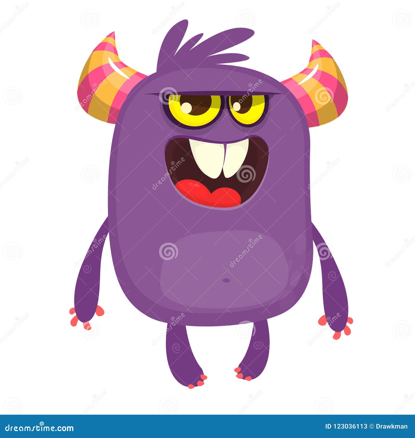 Happy Cartoon Monster. Vector Character. Stock Vector - Illustration of ...