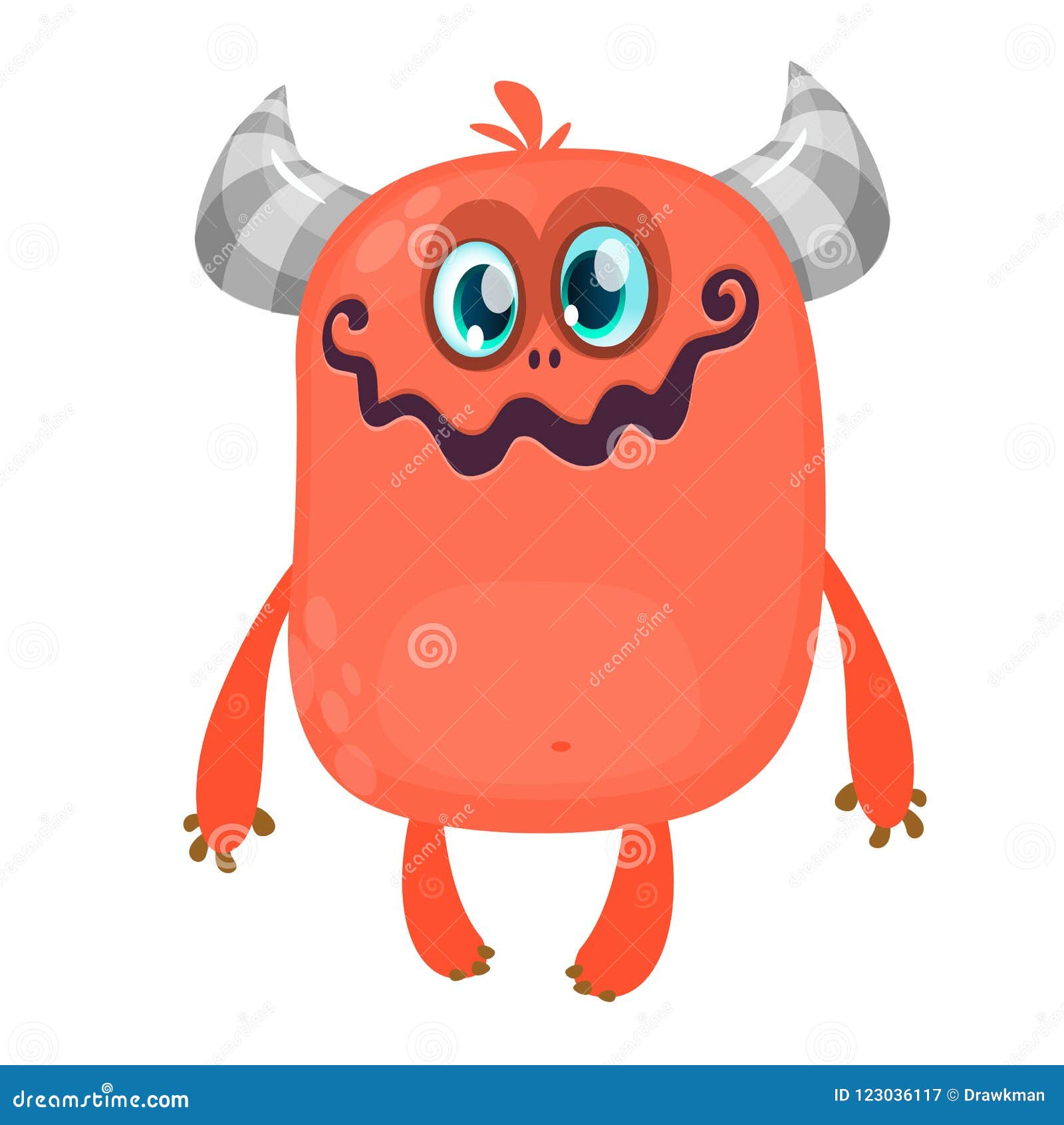 Happy Cartoon Monster. Vector Character. Stock Vector - Illustration of ...