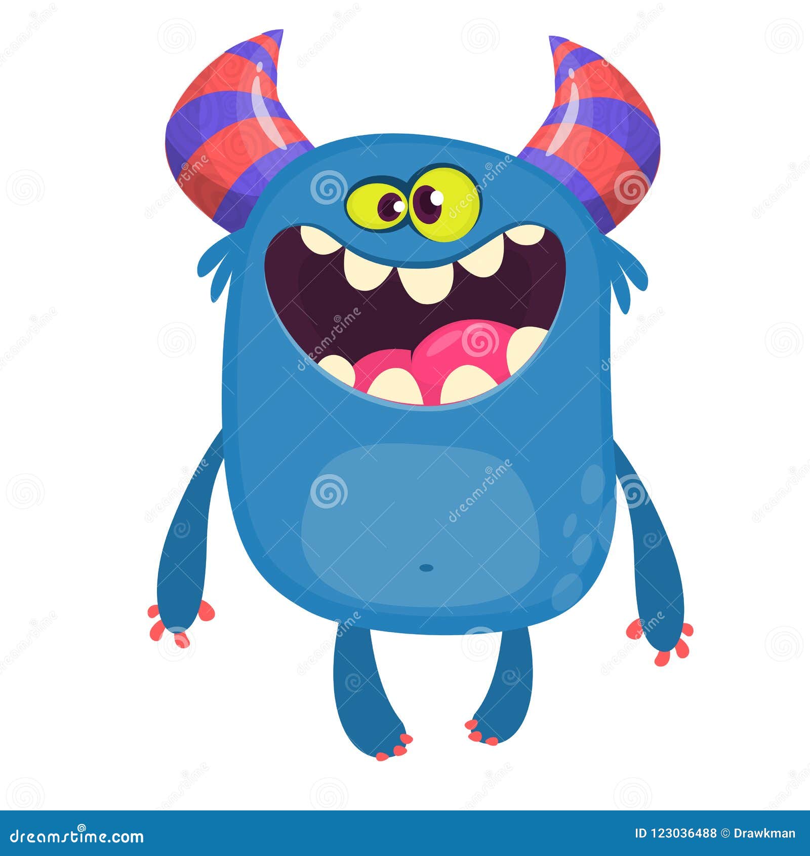 Happy Cartoon Monster. Vector Character. Stock Vector - Illustration of ...