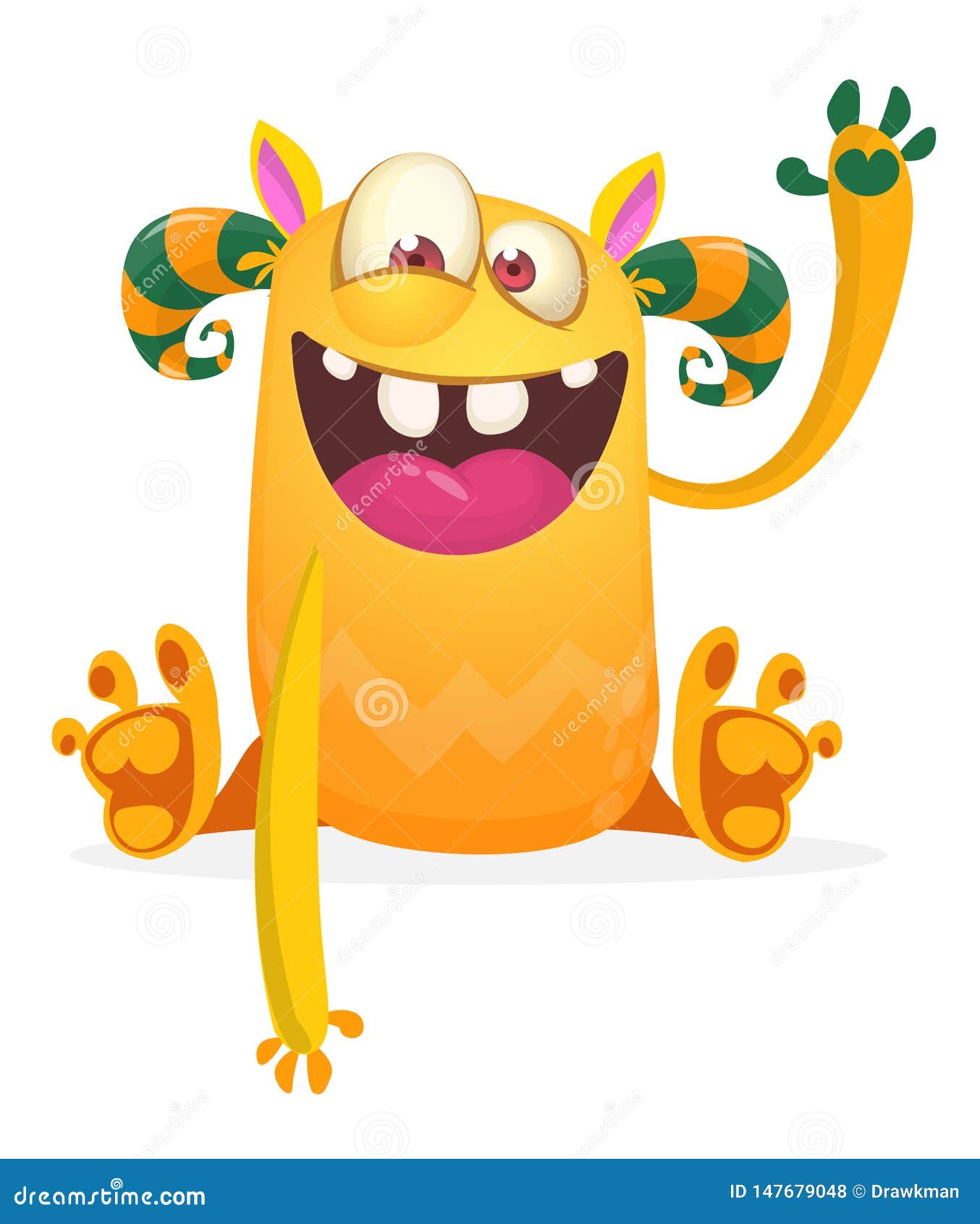 Happy Cartoon Monster. Vector Character Stock Vector - Illustration of ...