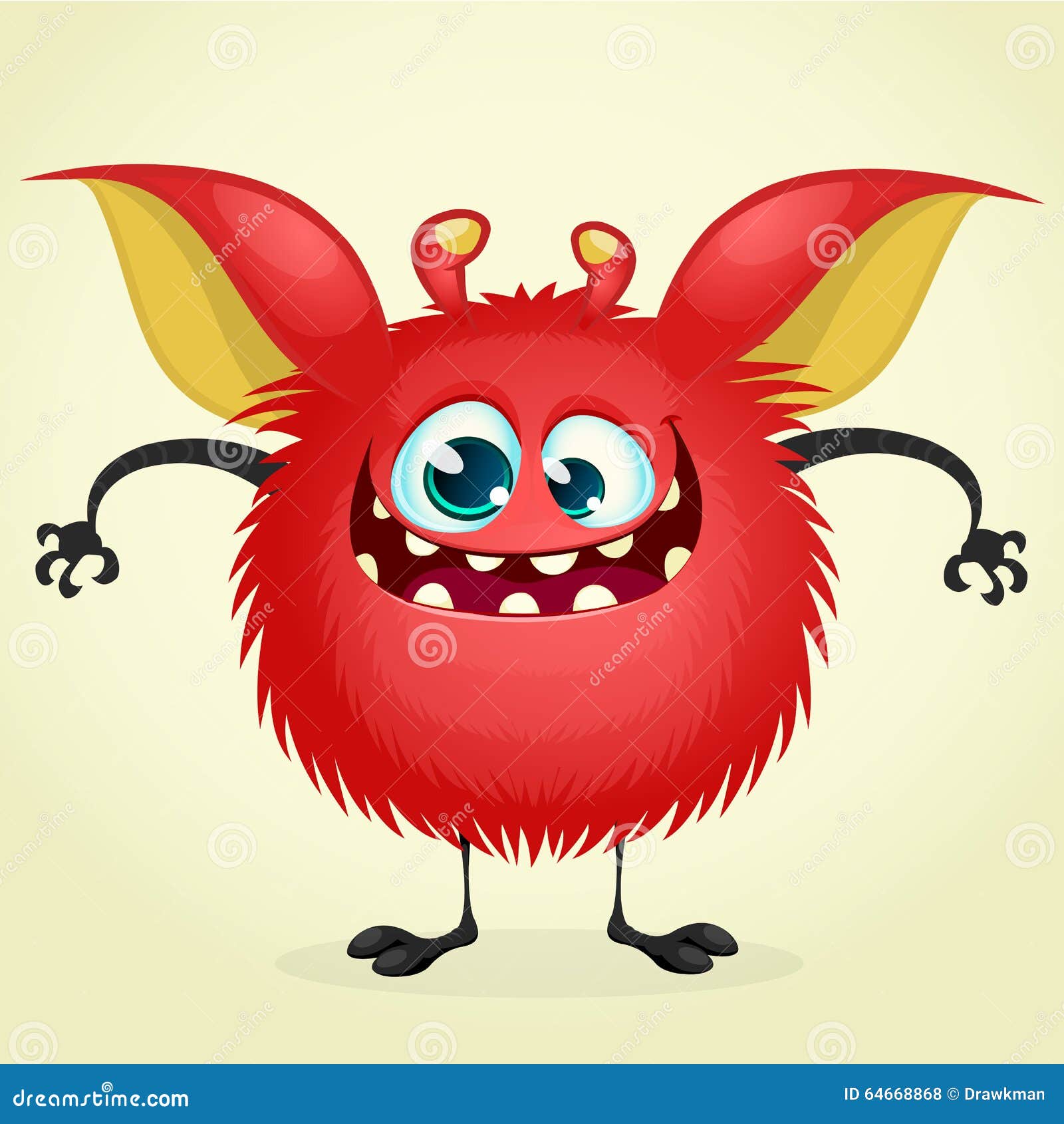 Happy cartoon monster stock vector. Illustration of happy - 64668868