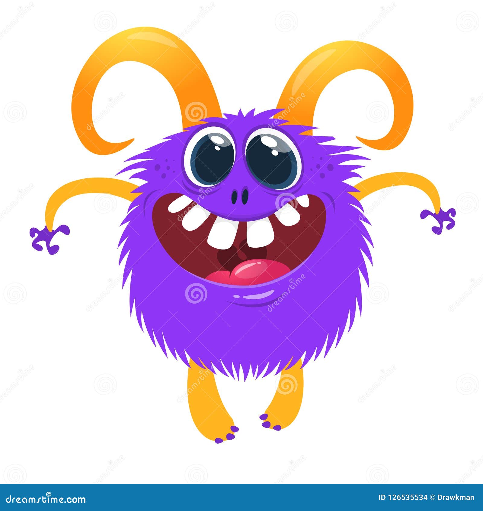 Happy cartoon monster stock vector. Illustration of cute - 126535534