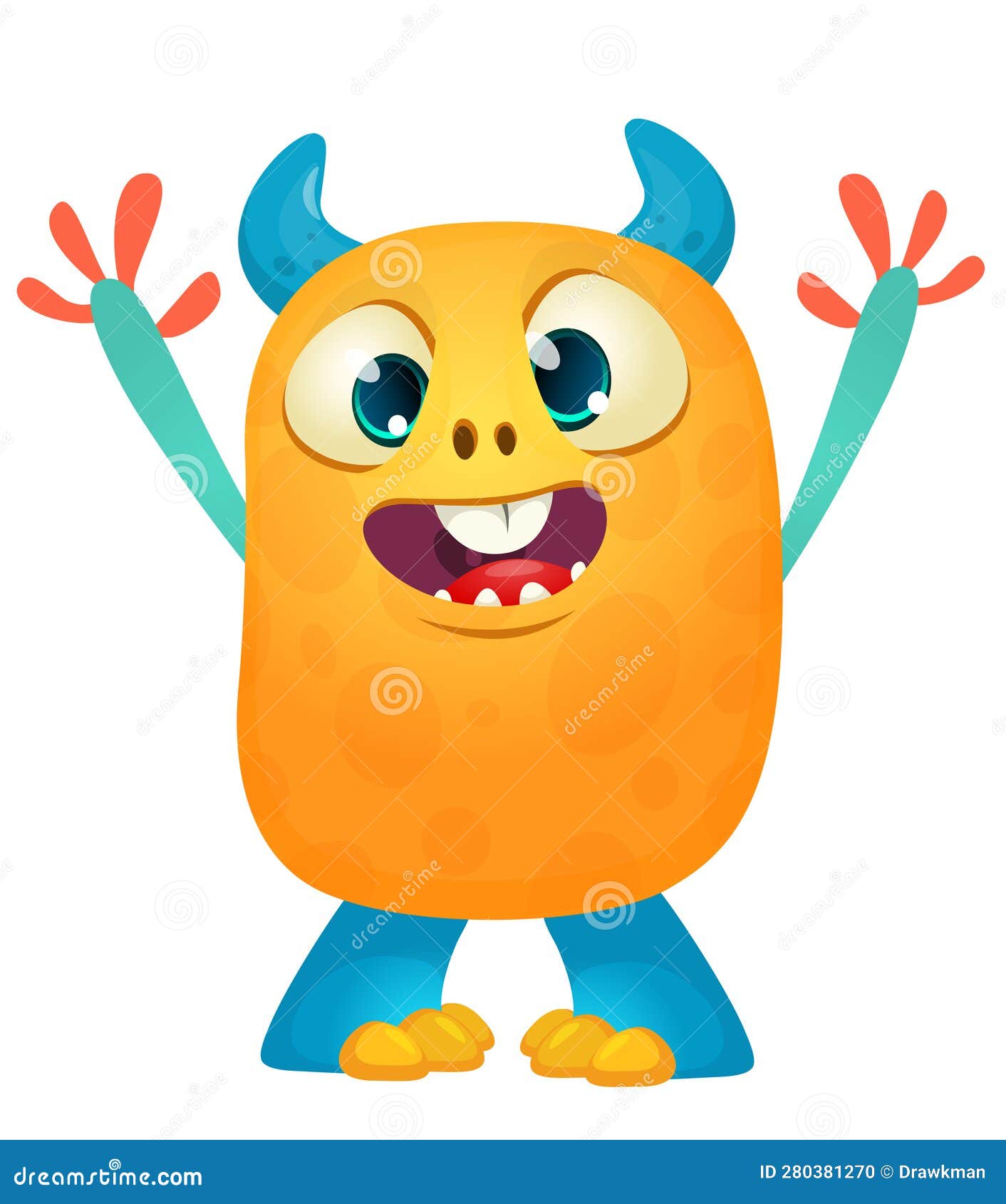 Happy Cartoon Monster Vector Illustration Stock Illustration ...