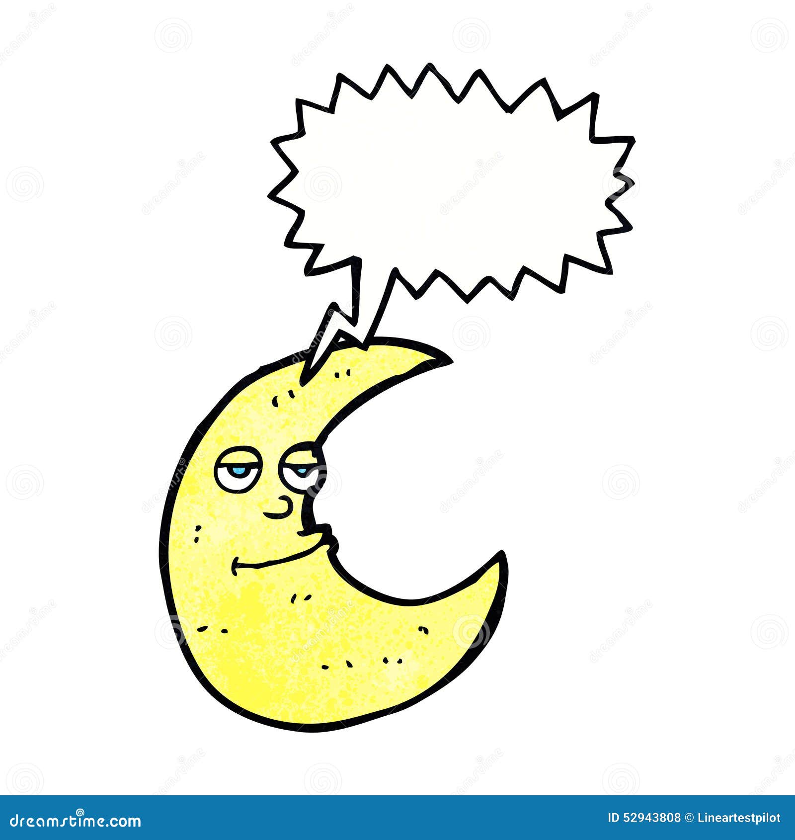 Happy Cartoon Moon with Speech Bubble Stock Illustration - Illustration ...
