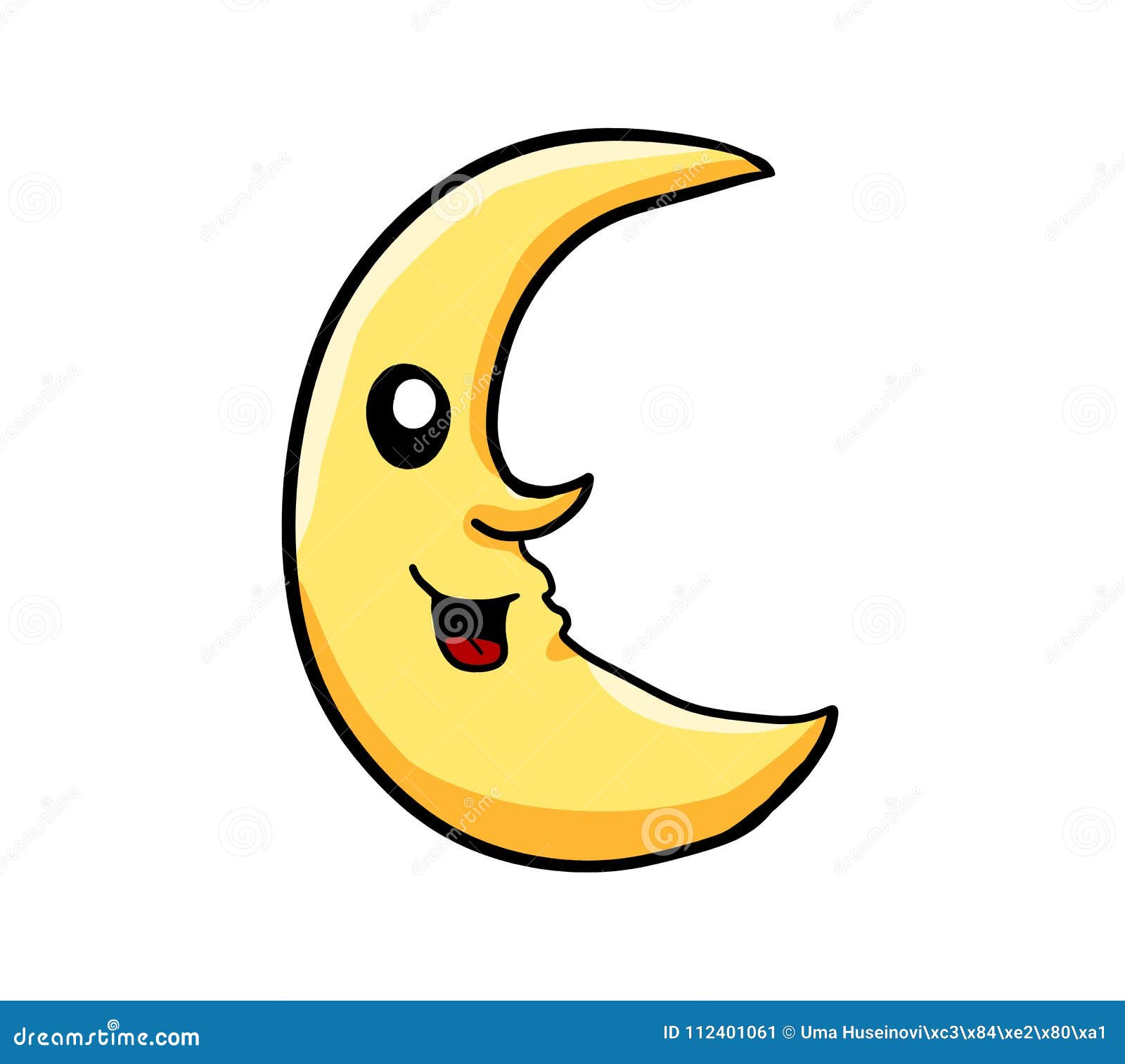 Happy Cartoon New Moon stock illustration. Illustration of graphic ...