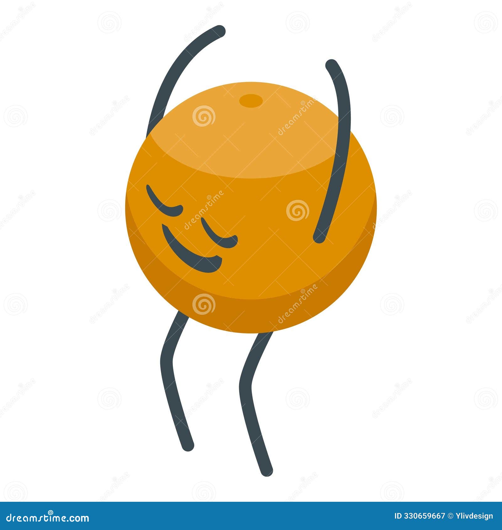 Happy Cartoon Orange Fruit is Dancing with Closed Eyes Stock Vector ...