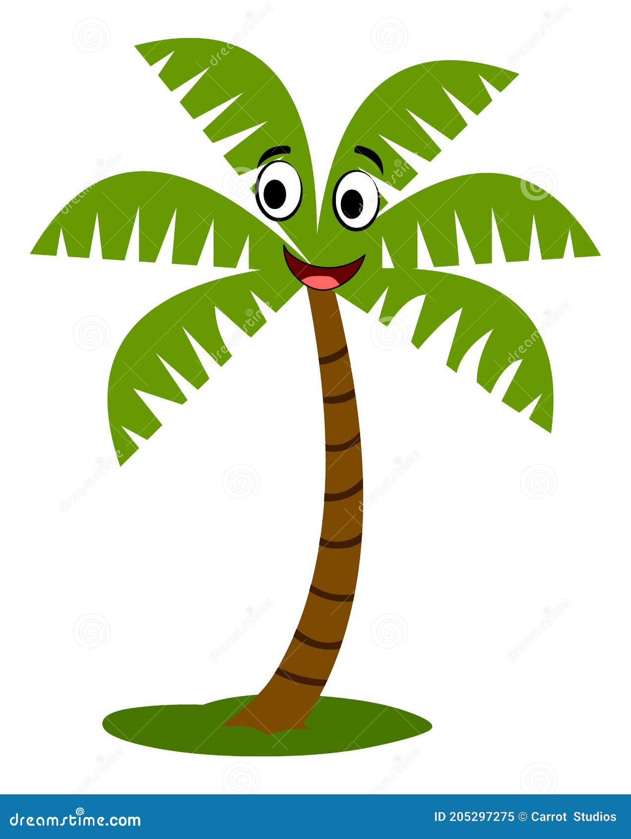 Happy Cartoon Palm Tree stock vector. Illustration of happy - 205297275