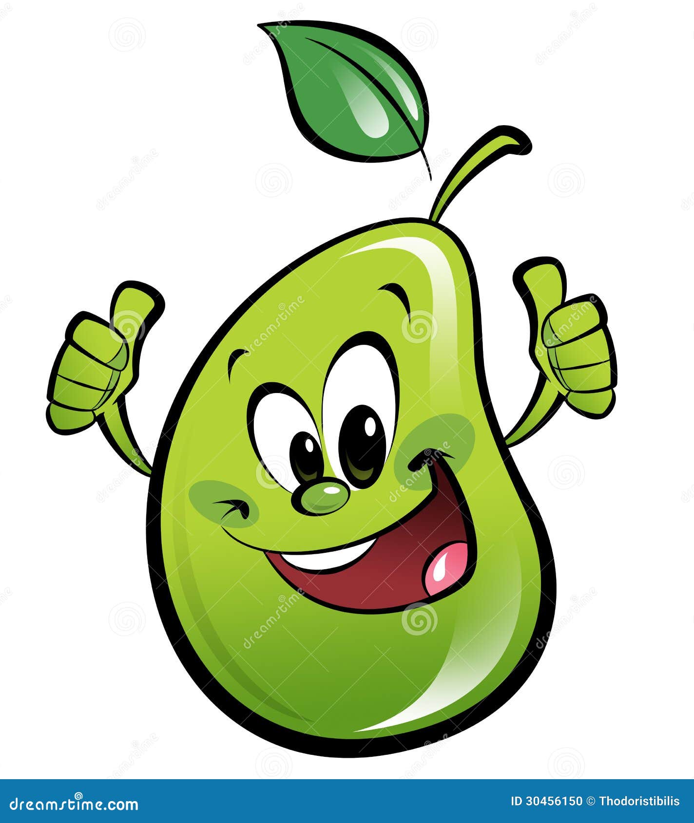 Happy Cartoon Pear Making an Ok Gesture Stock Illustration ...
