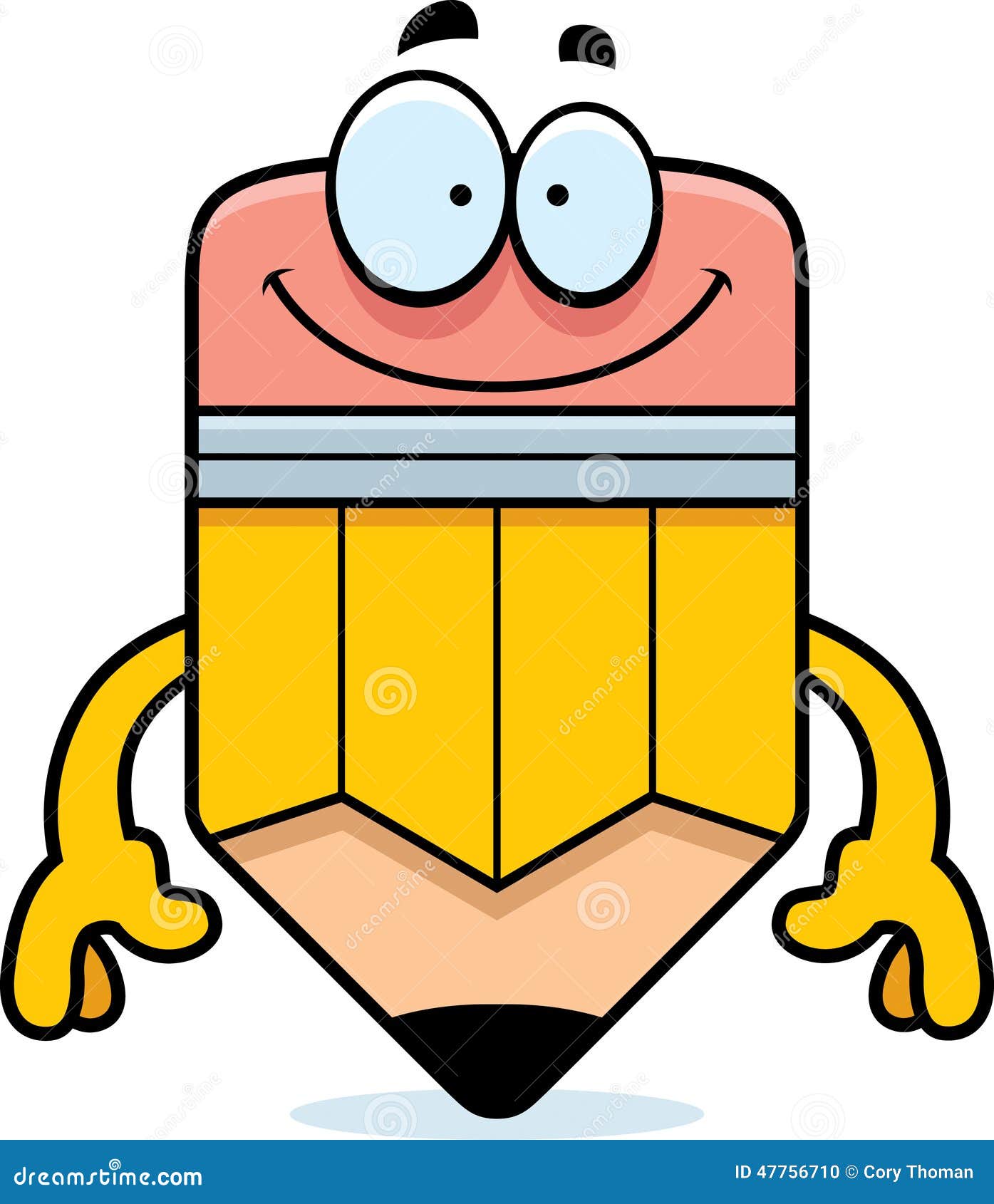 Happy Cartoon Pencil stock vector. Illustration of pencil - 47756710