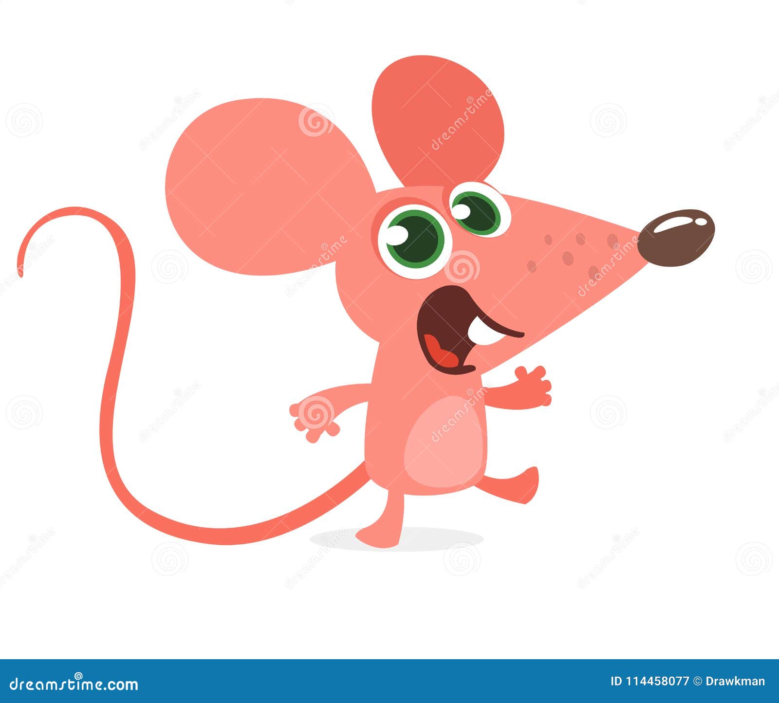 Happy Cartoon Pink Mouse Talking. Vector Illustration Isolated. Stock ...