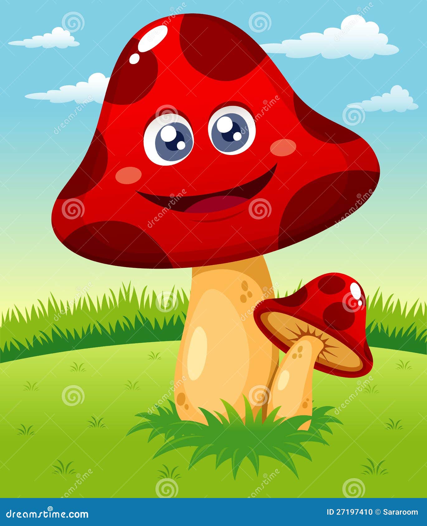 Happy Cartoon Red Mushroom Stock Photo - Image: 27197410