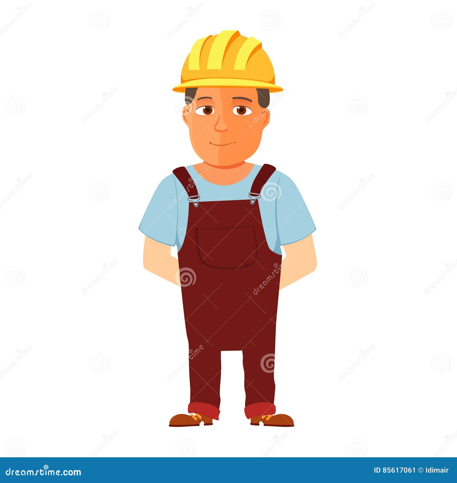 Happy Cartoon Repairman or Construction Worker with Safety Hat. Vector ...