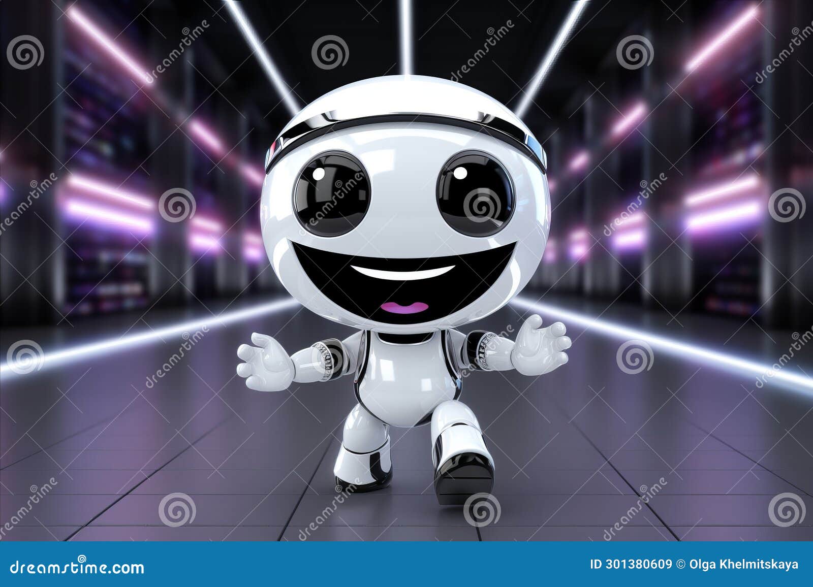 Happy Cartoon Robot Assistant Character - Friendly and Helpful AI Robot ...