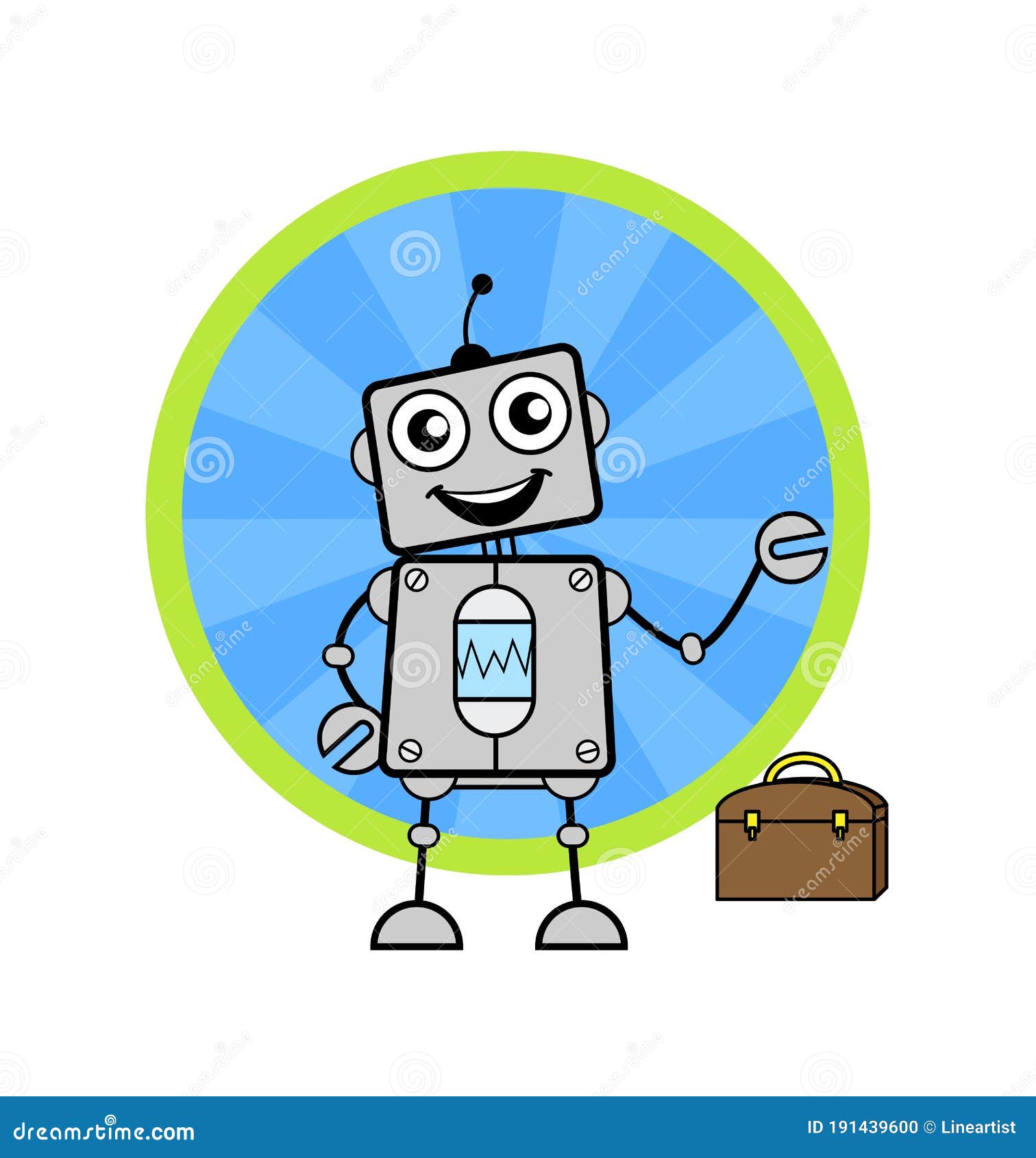 Happy Cartoon Robot Presenting Stock Illustration - Illustration of ...