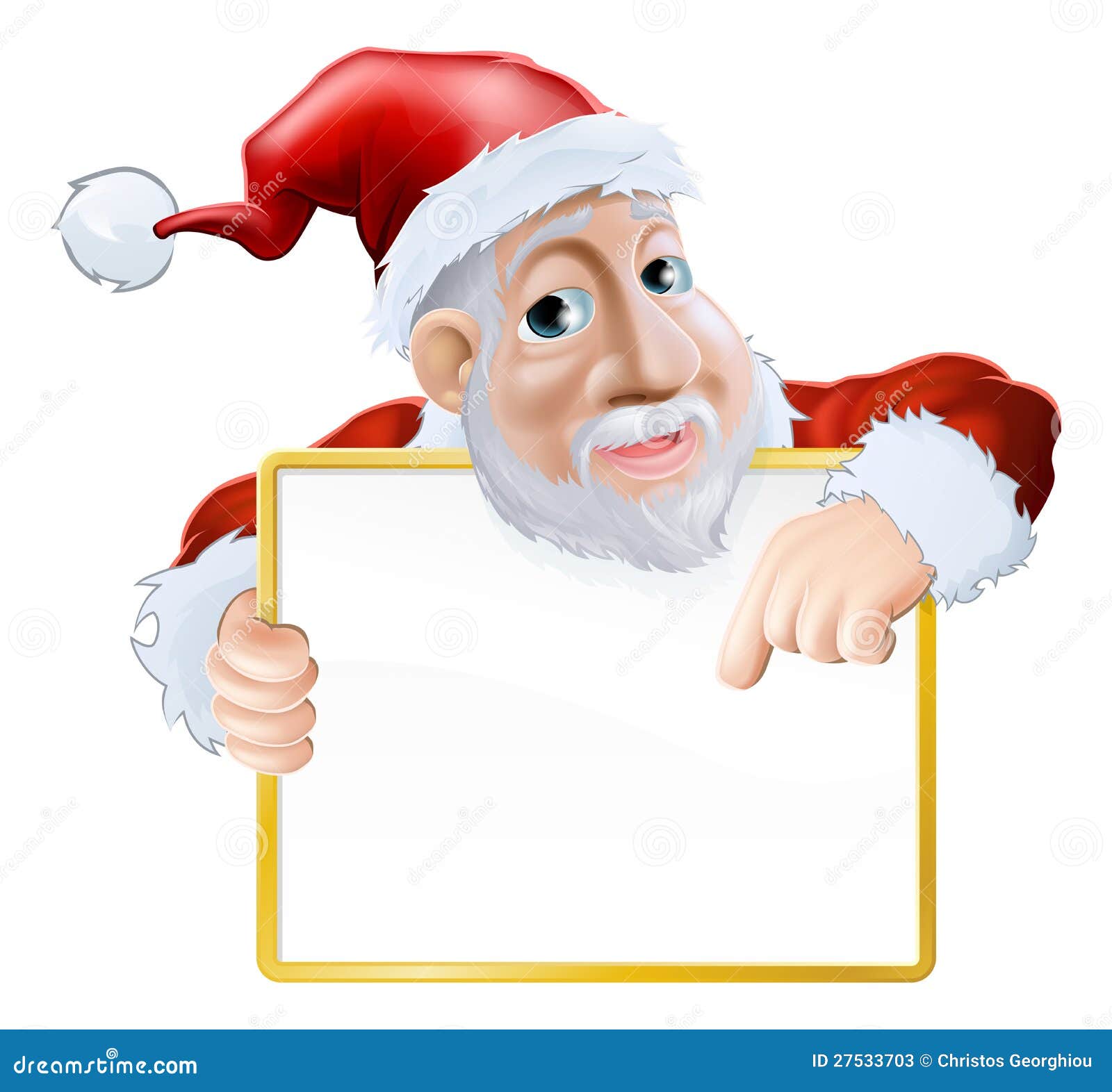 Happy Cartoon Santa Holding Sign Stock Vector - Illustration of ...
