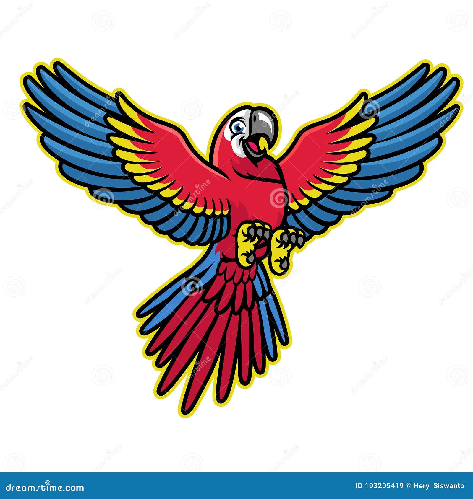 Happy Cartoon Of Scarlett Macaw Parrot | CartoonDealer.com #193205419