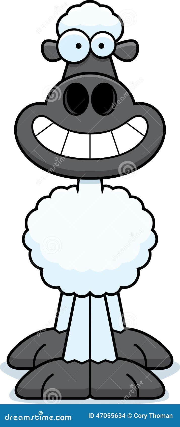 Happy Cartoon Sheep stock vector. Illustration of happy - 47055634