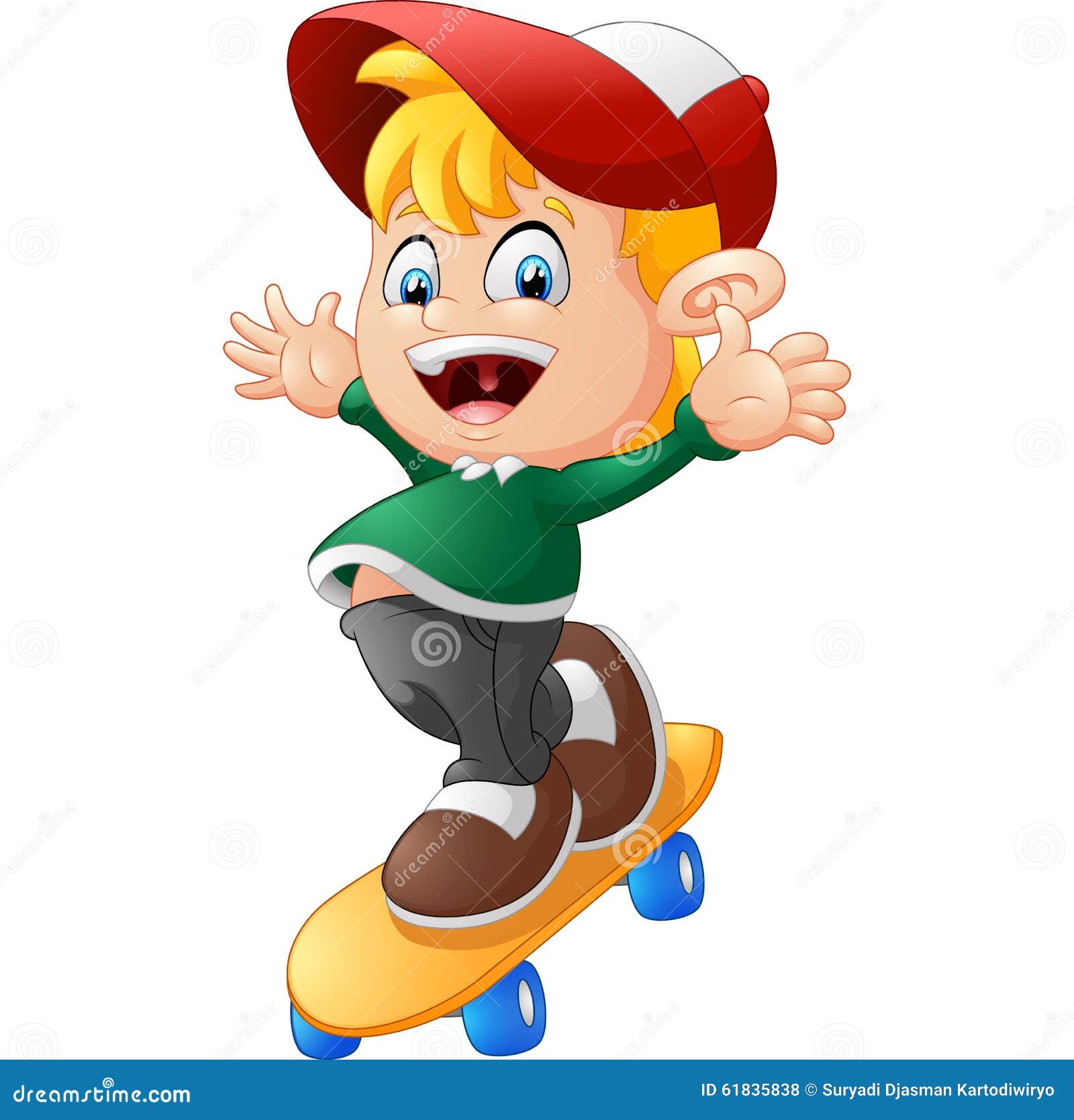 Happy Cartoon Skateboard Boy Stock Illustration - Illustration of ...