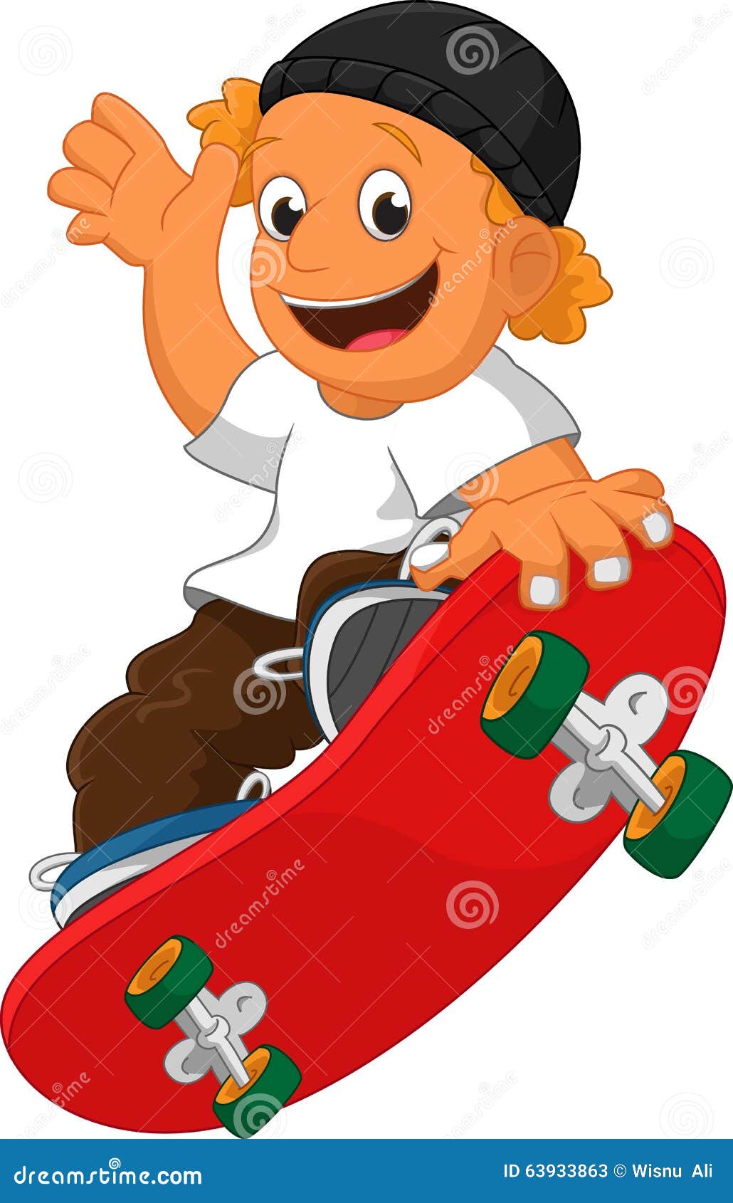 Happy Cartoon Skateboard Boy Stock Vector - Illustration of attitude ...