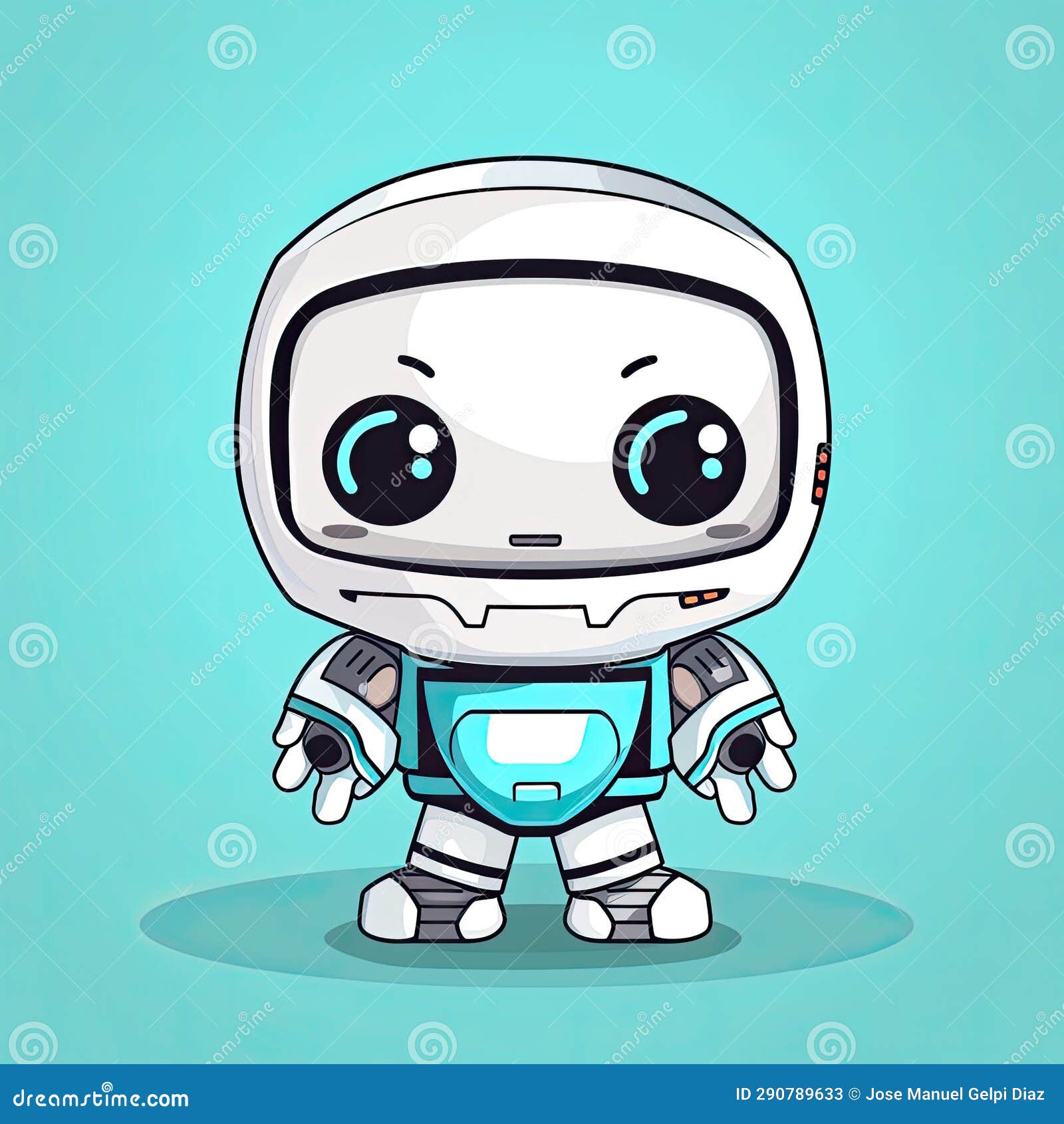 Happy Cartoon Small Robot. Generative AI Stock Illustration ...