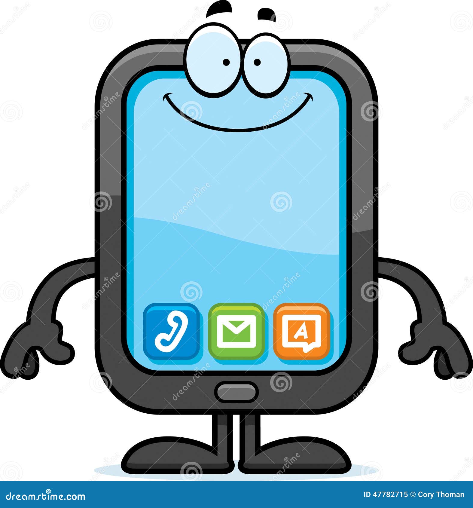 Happy Cartoon Smartphone stock vector. Illustration of technology ...