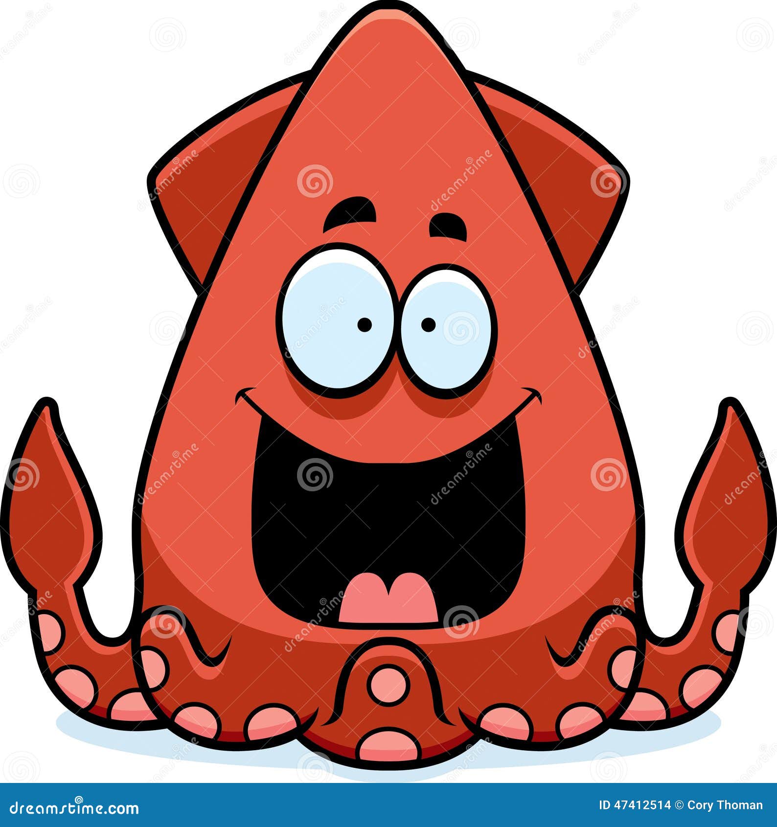 Happy Cartoon Squid stock vector. Illustration of smile - 47412514