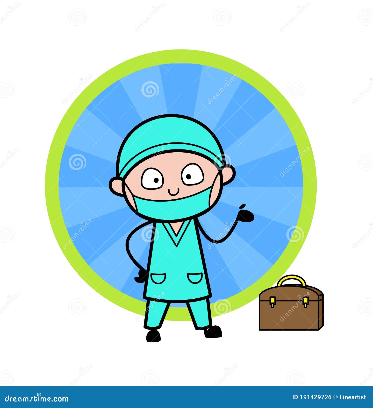 Happy Cartoon Surgeon Presenting Stock Illustration - Illustration of ...